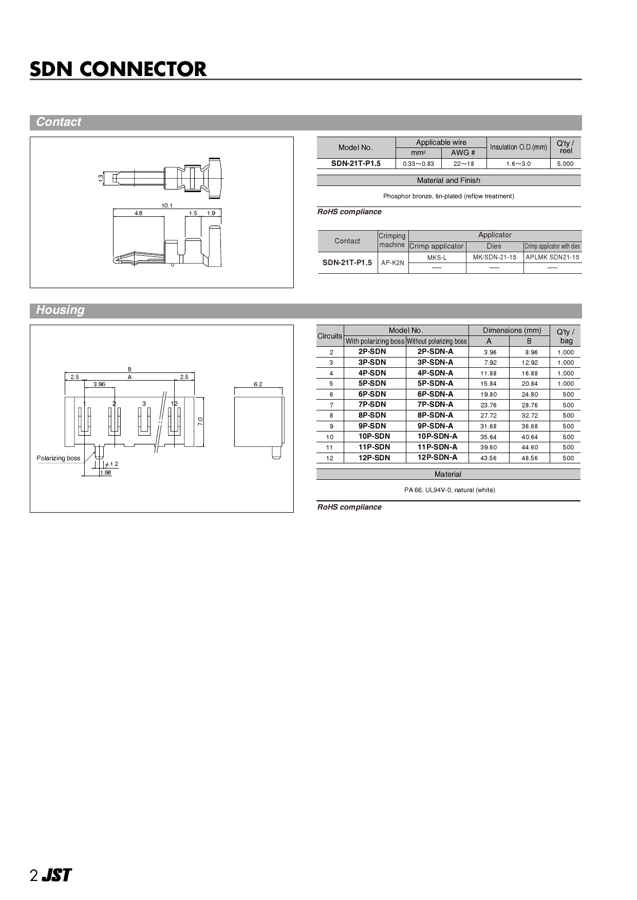 2P-SDN_（JST）2P-SDN中文资料_价格_PDF手册-立创电子商城