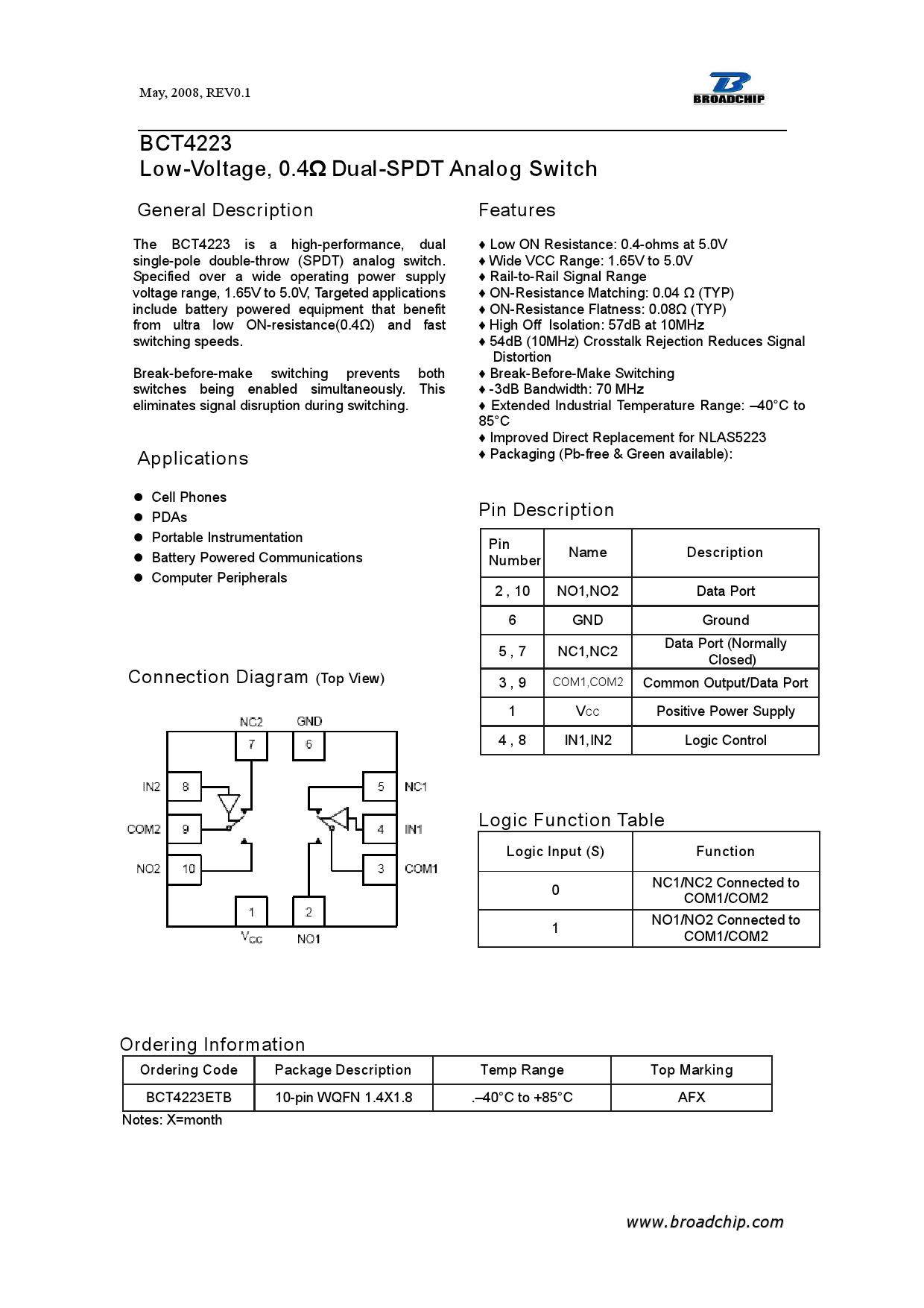BCT4223ETB-TR_（BROADCHIP(广芯电子)）BCT4223ETB-TR中文资料_价格_PDF手册-立创电子商城