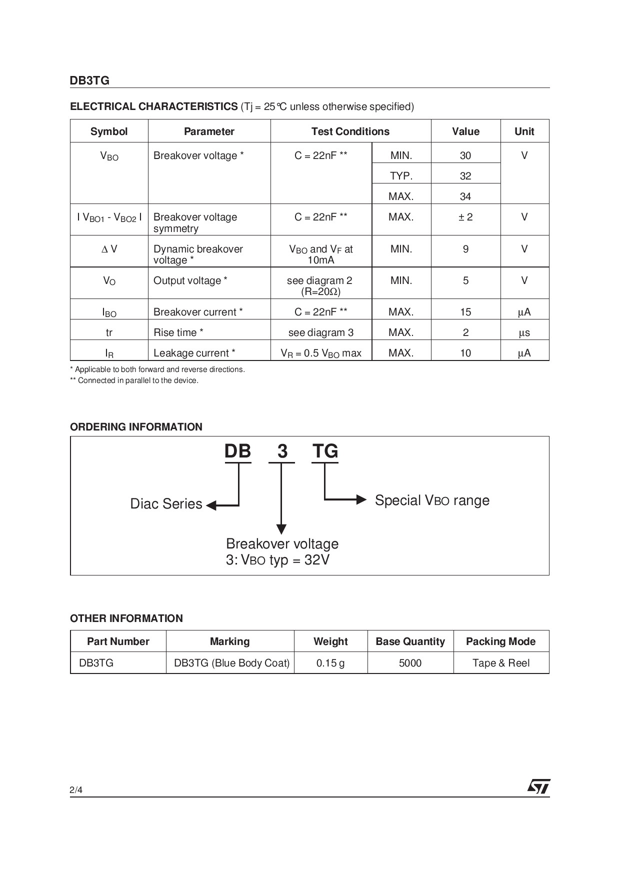 DB3TG_（ST(意法半导体)）DB3TG中文资料_价格_PDF手册-立创电子商城