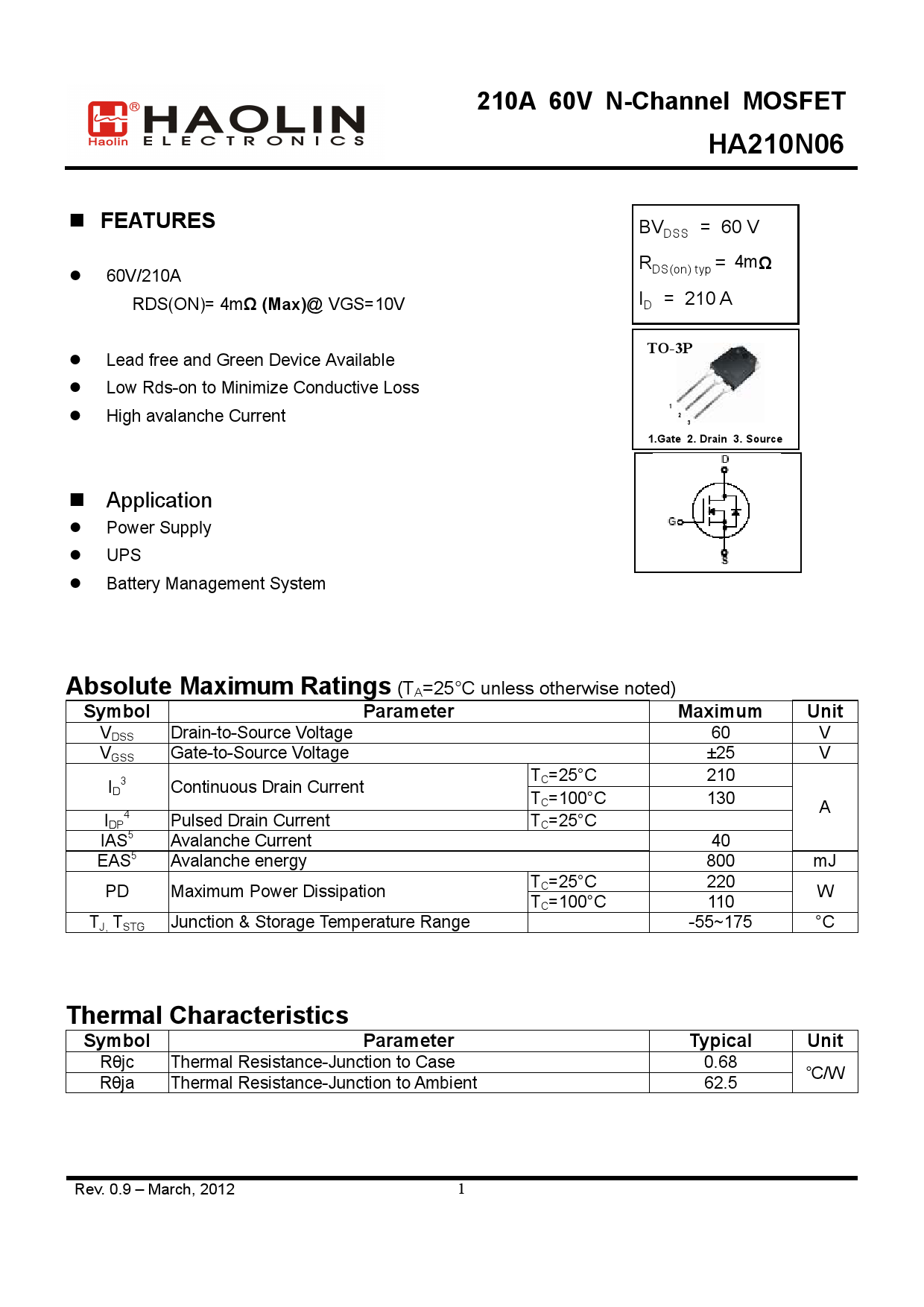 HA210N06_（HL(豪林)）HA210N06中文资料_价格_PDF手册-立创电子商城