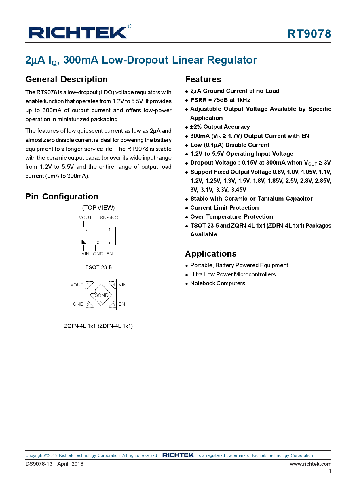 RT9078-18GQZ_（RICHTEK(立锜)）RT9078-18GQZ中文资料_价格_PDF手册-立创电子商城