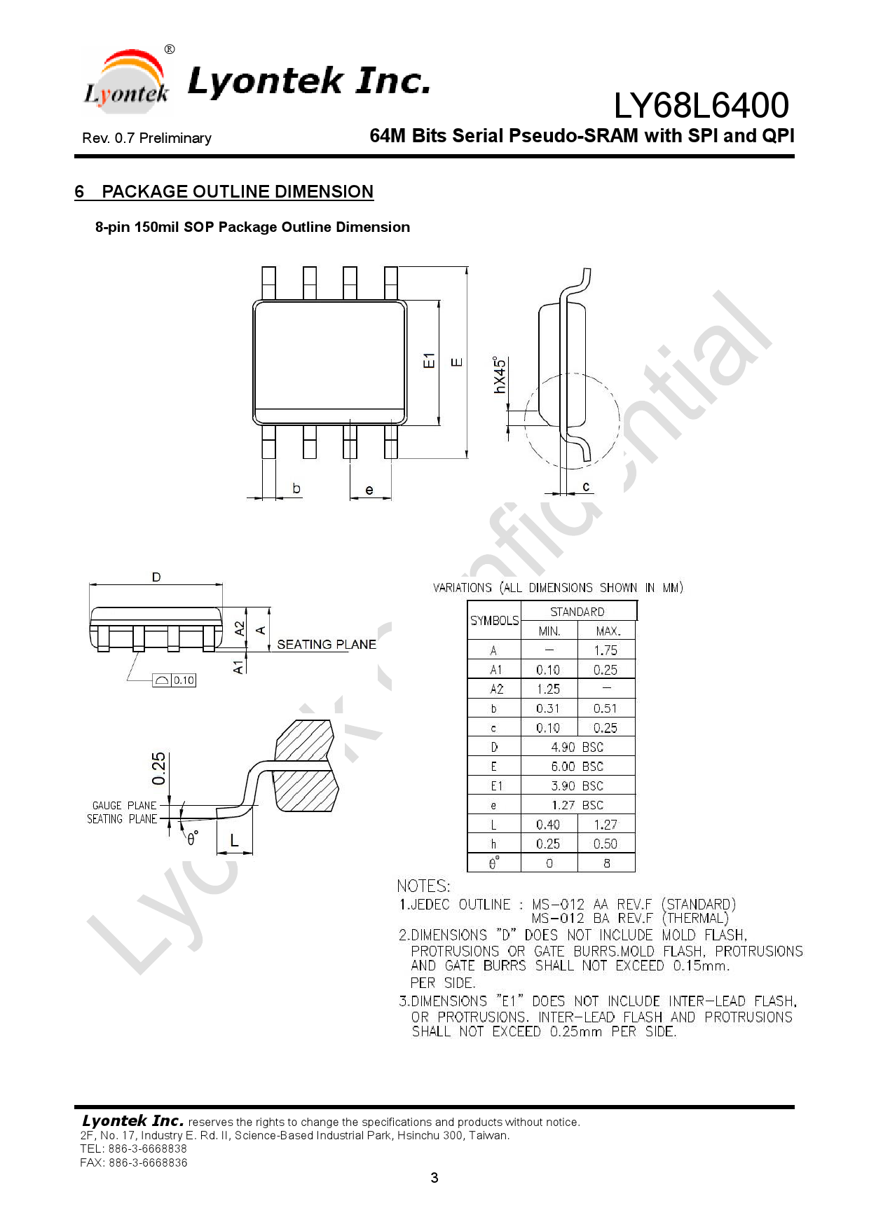 LY68L6400SLIT_（Lyontek(来扬)）LY68L6400SLIT中文资料_价格_PDF手册-立创电子商城