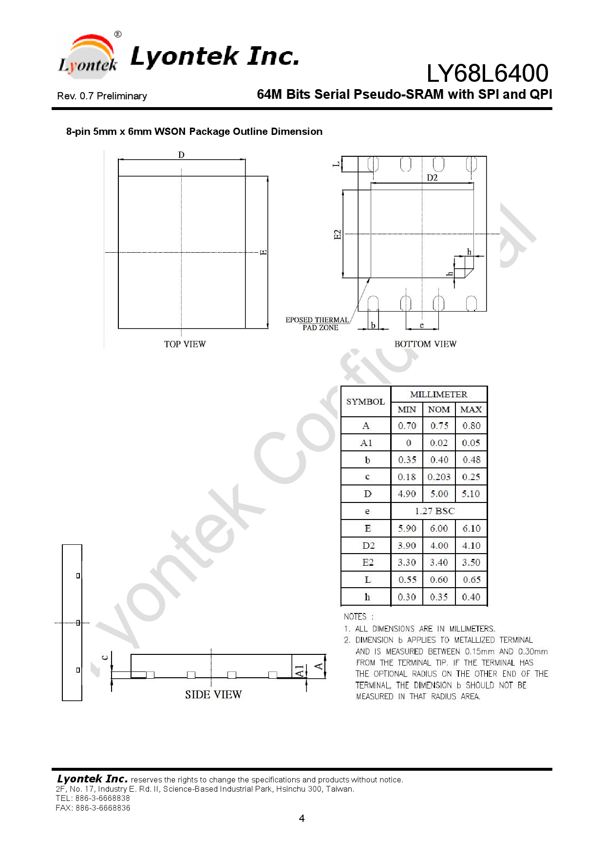 LY68L6400SLIT_（Lyontek(台湾来扬)）LY68L6400SLIT中文资料_价格_PDF手册-立创电子商城