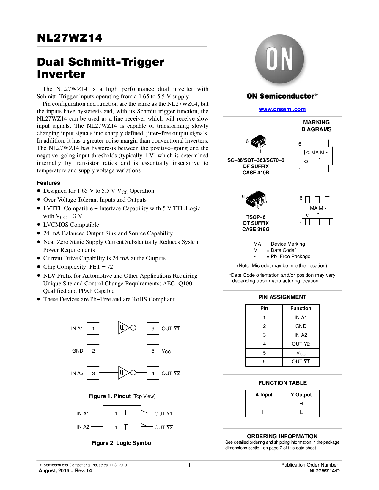 NL27WZ14DTT1G_（onsemi(安森美)）NL27WZ14DTT1G中文资料_价格_PDF手册-立创电子商城
