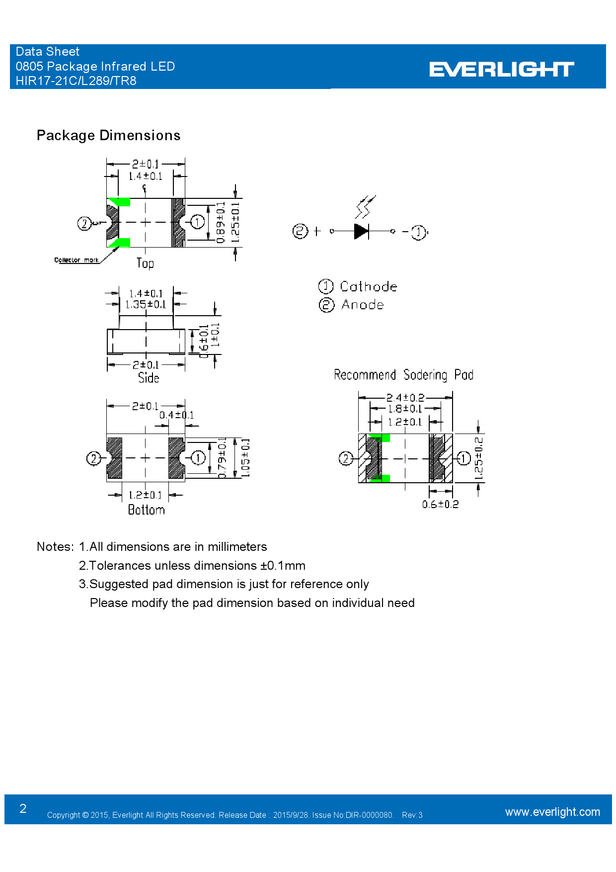 HIR17-21C/L289/TR8_（EVERLIGHT(亿光)）HIR17-21C/L289/TR8中文资料_价格_PDF手册-立创电子商城