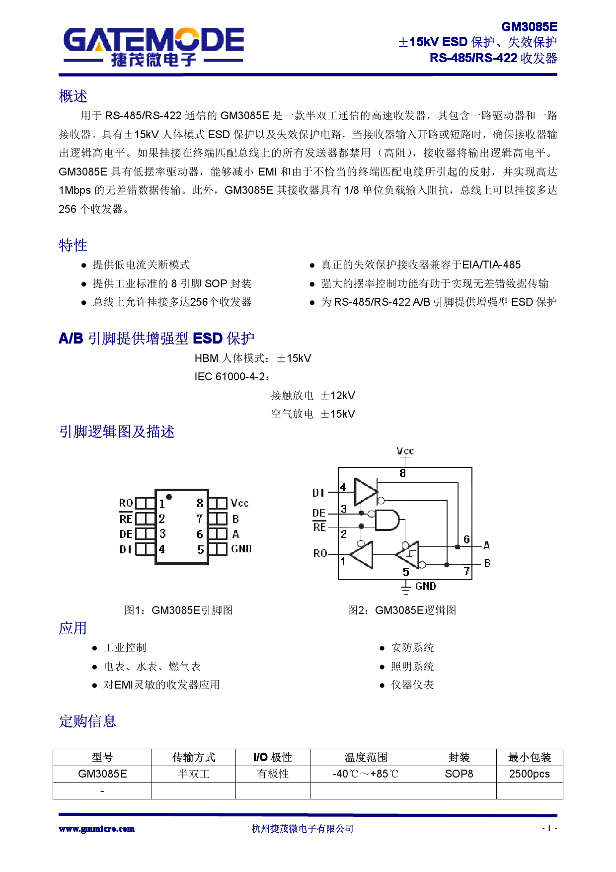 GM3085E_（GATEMODE(捷茂微)）GM3085E中文资料_价格_PDF手册-立创电子商城