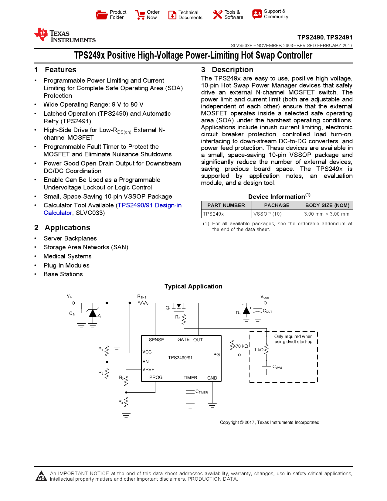 TPS2491DGSR_（TI(德州仪器)）TPS2491DGSR中文资料_价格_PDF手册-立创电子商城