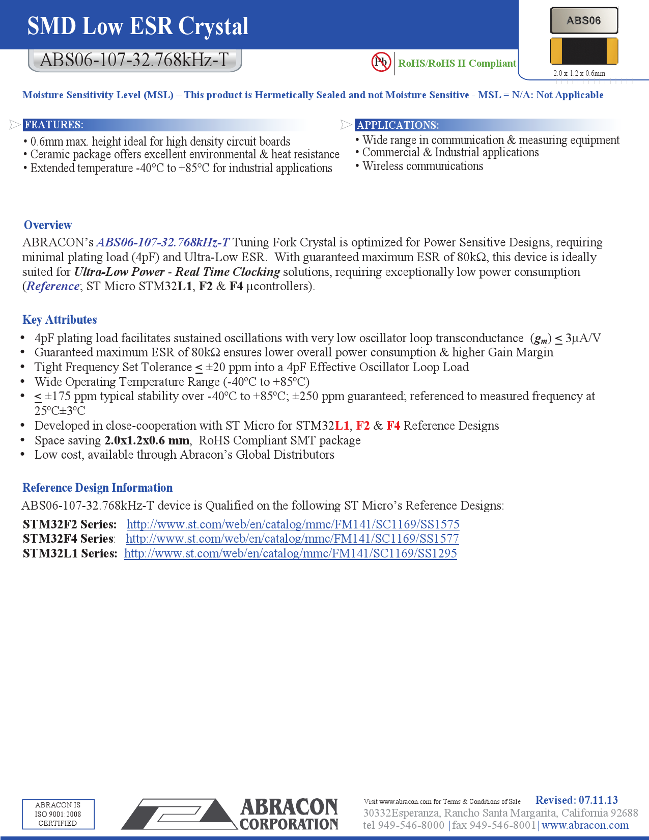 ABS06-107-32.768KHZ-T_（ABRACON）ABS06-107-32.768KHZ-T中文资料_价格_PDF手册-立创电子商城