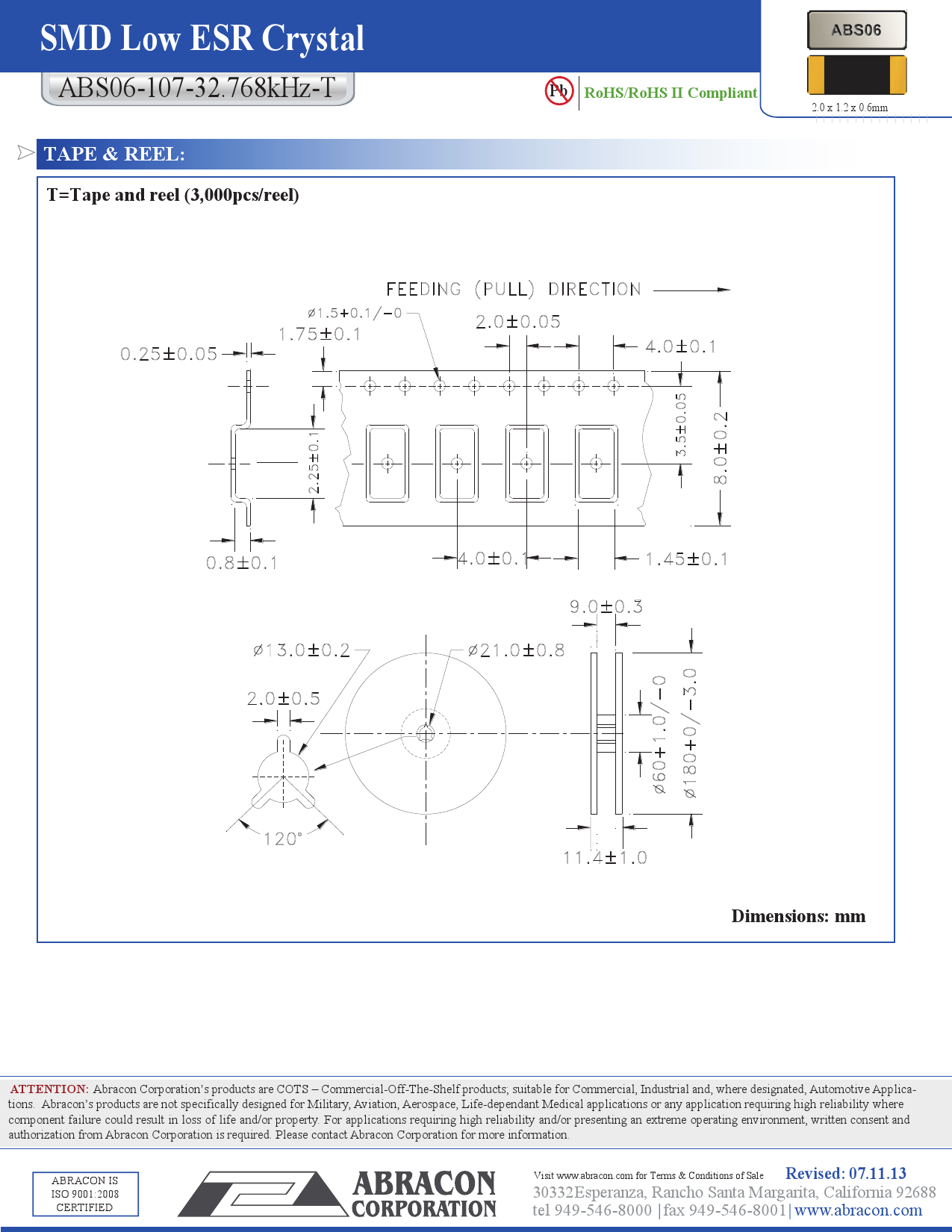 ABS06-107-32.768KHZ-T_（ABRACON）ABS06-107-32.768KHZ-T中文资料_价格_PDF手册-立创电子商城
