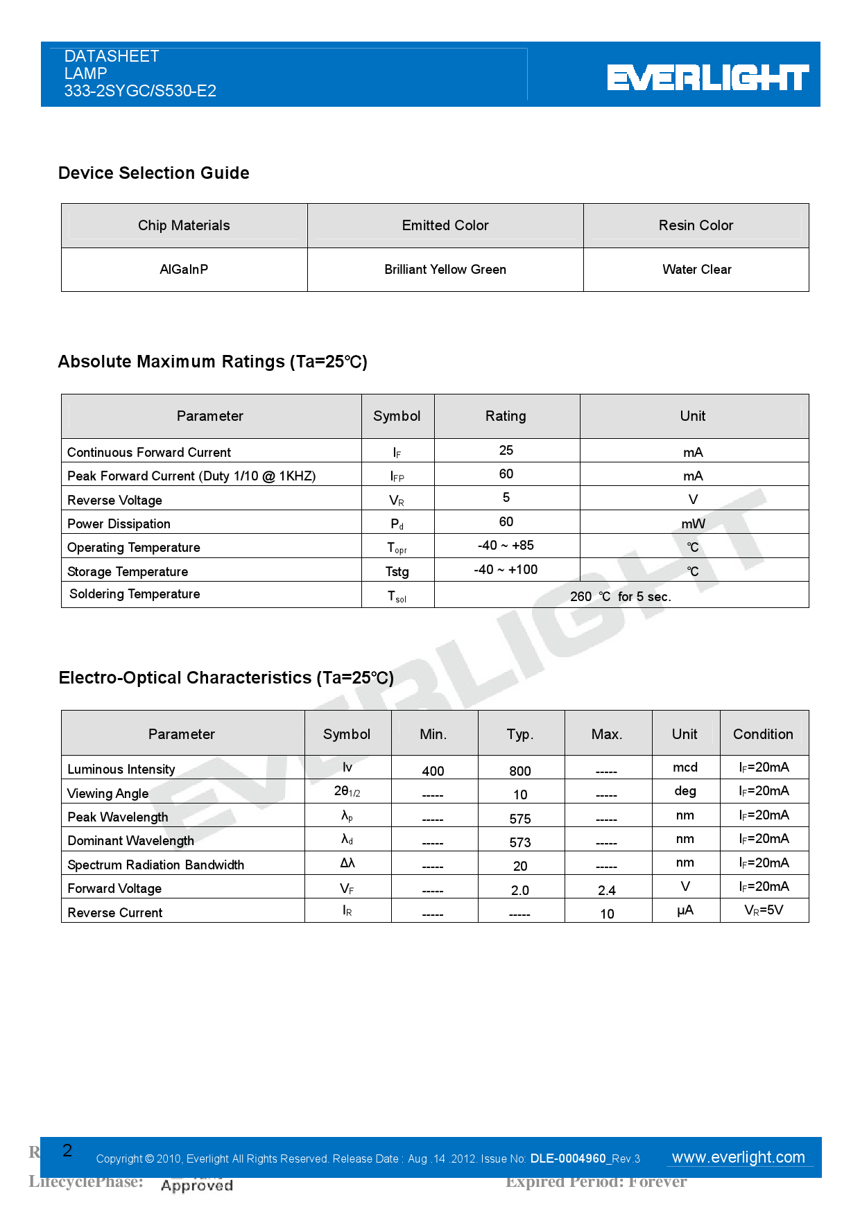 333-2SYGC/S530-E2_（EVERLIGHT(亿光)）333-2SYGC/S530-E2中文资料_价格_PDF手册-立创电子商城