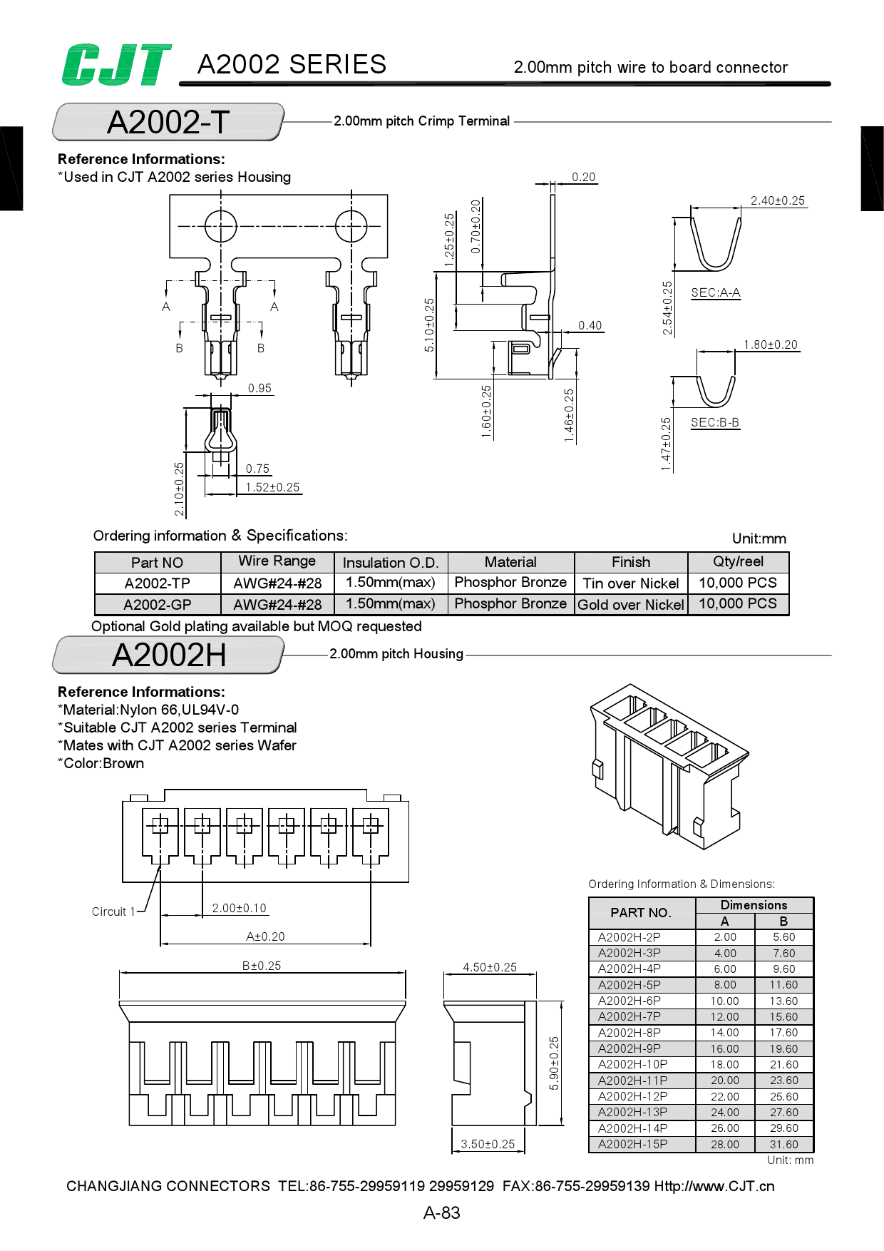 A2002WV-2P_（CJT(长江连接器)）A2002WV-2P中文资料_价格_PDF手册-立创电子商城