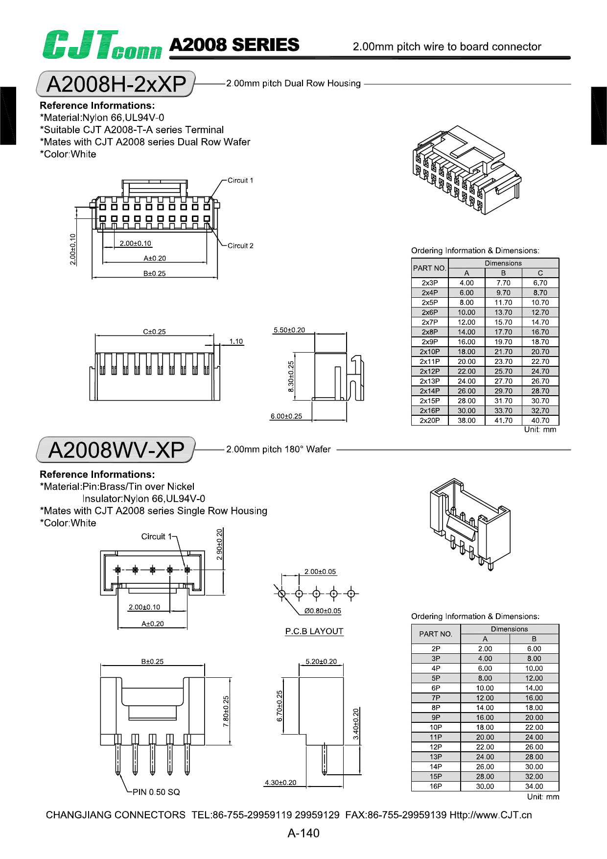 A2008WV-2X4P_（CJT(长江连接器)）A2008WV-2X4P中文资料_价格_PDF手册-立创电子商城