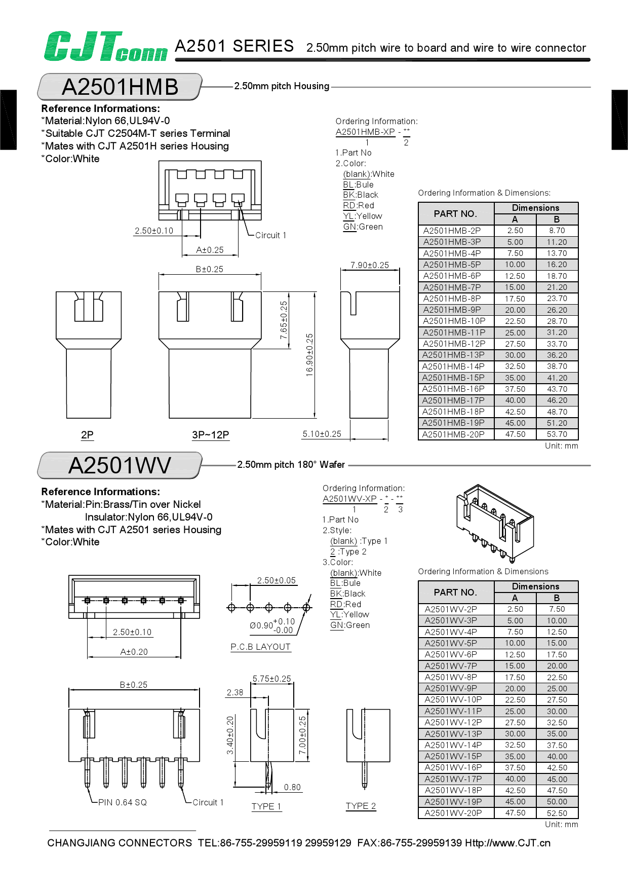 A2501WR-S-3P_（CJT(长江连接器)）A2501WR-S-3P中文资料_价格_PDF手册-立创电子商城