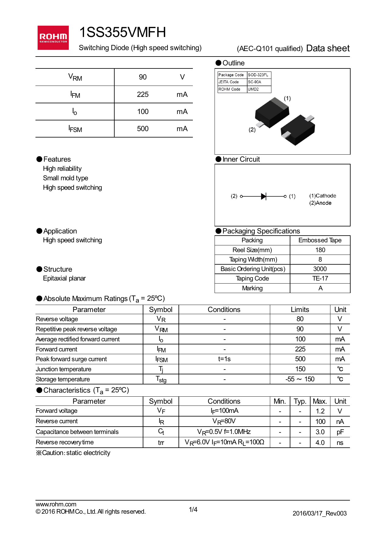 1SS355VMFHTE-17_（ROHM(罗姆)）1SS355VMFHTE-17中文资料_价格_PDF手册-立创电子商城