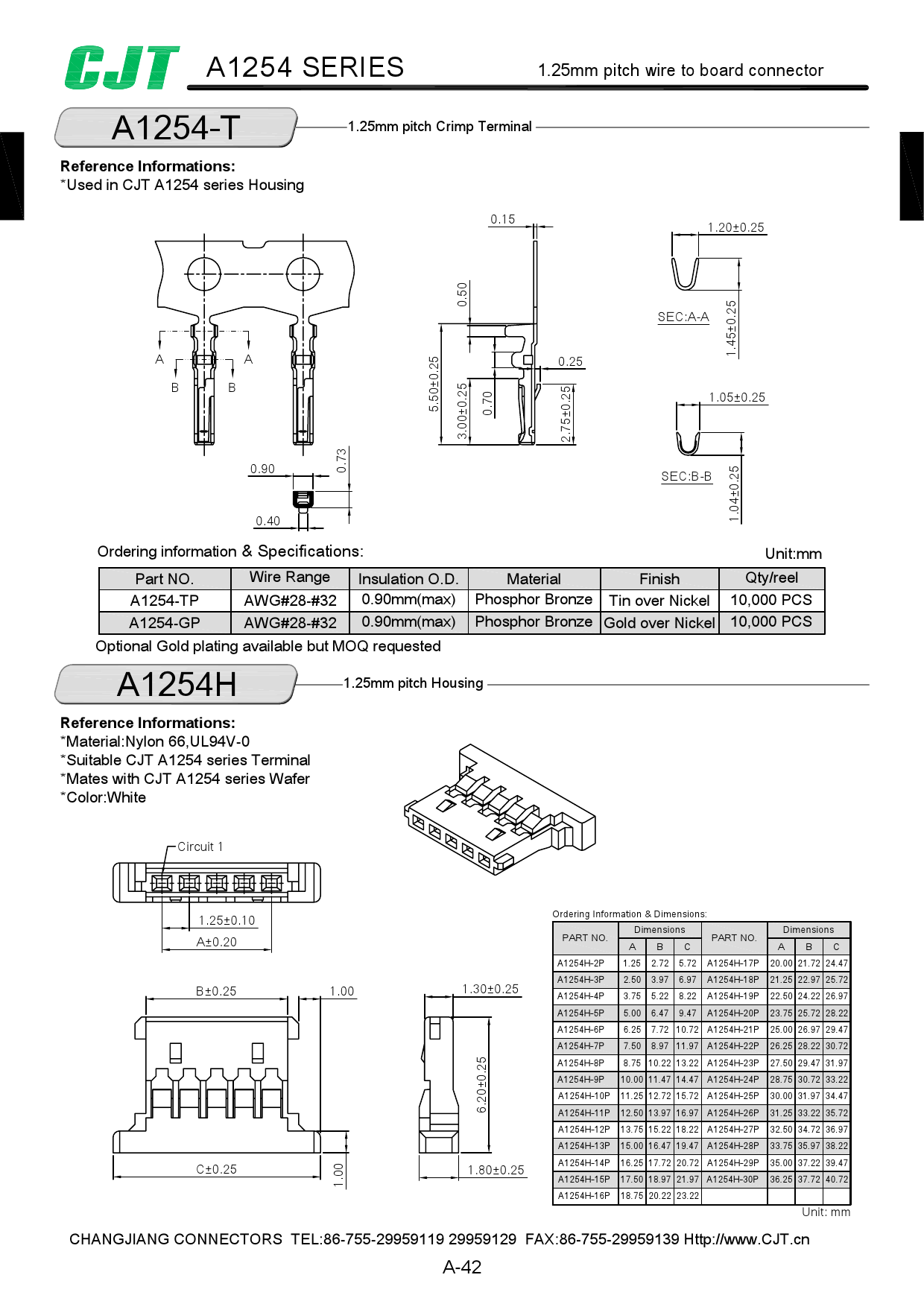 A1254WR-S-4P_（CJT(长江连接器)）A1254WR-S-4P中文资料_价格_PDF手册-立创电子商城