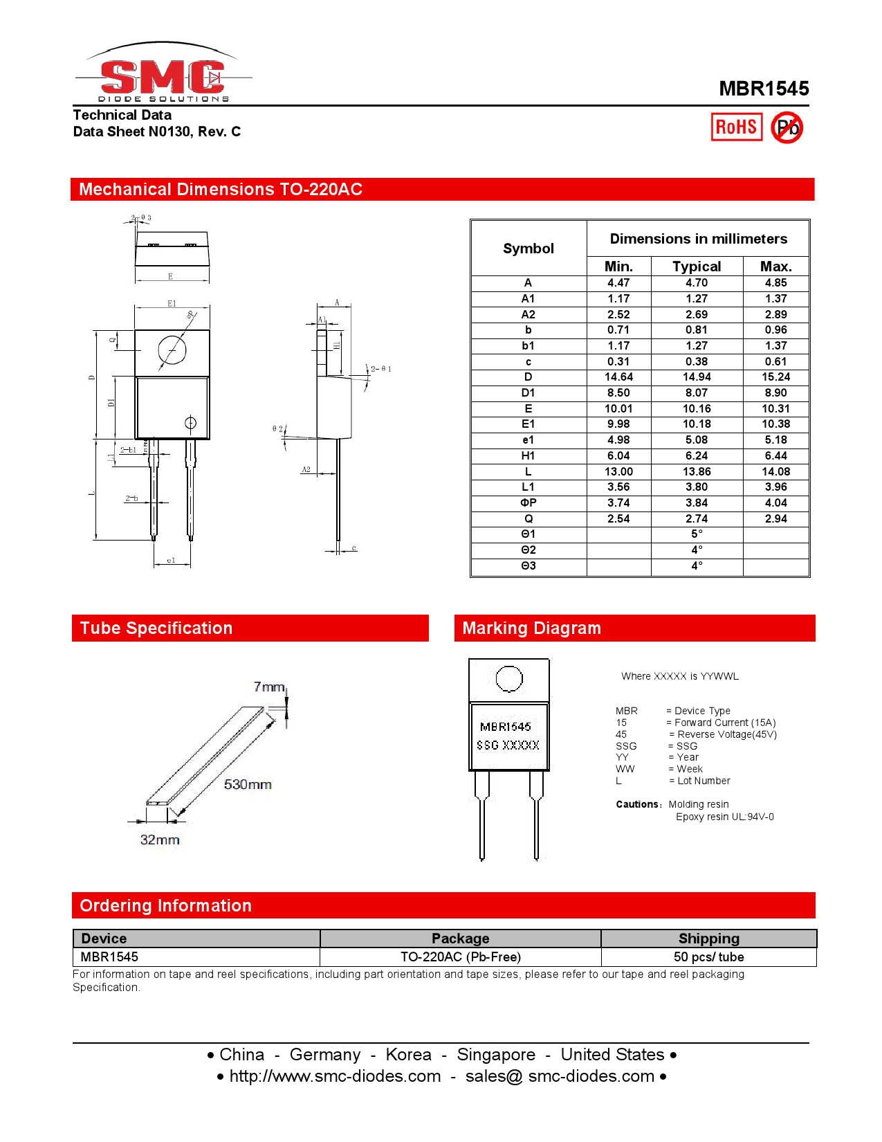 MBR1545_（SMC(桑德斯)）MBR1545中文资料_价格_PDF手册-立创电子商城