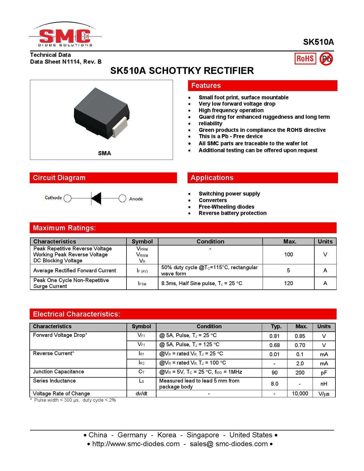 SK510A_（SMC(桑德斯)）SK510A中文资料_价格_PDF手册-立创电子商城