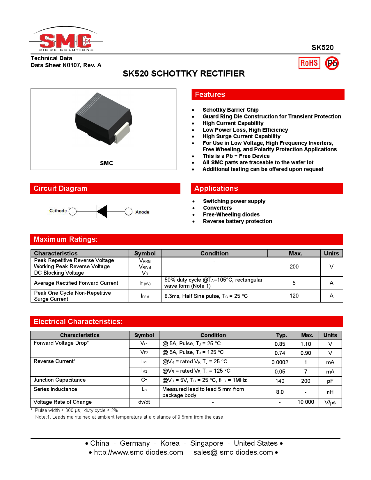 SK520_（SMC(桑德斯)）SK520中文资料_价格_PDF手册-立创电子商城