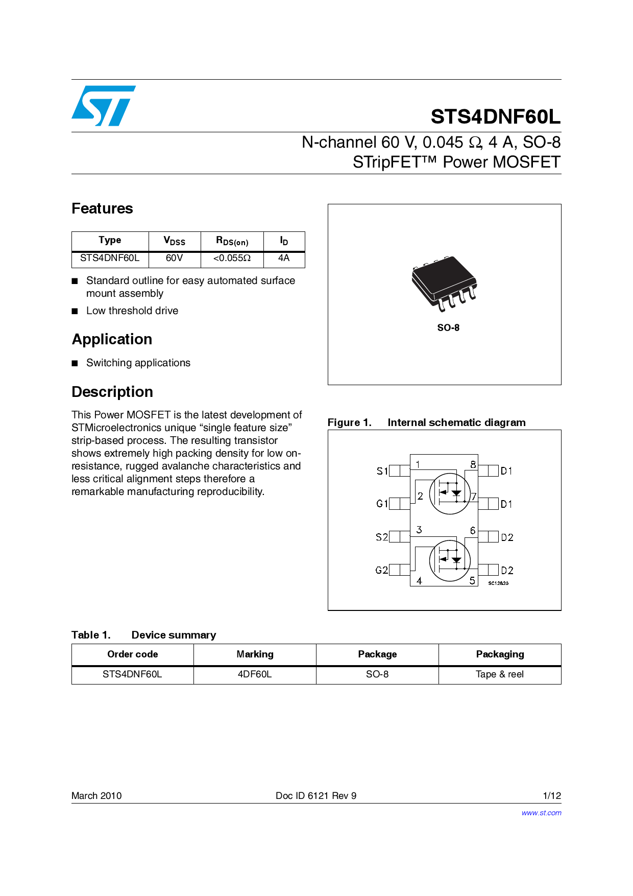 STS4DNF60L_（ST(意法半导体)）STS4DNF60L中文资料_价格_PDF手册-立创电子商城