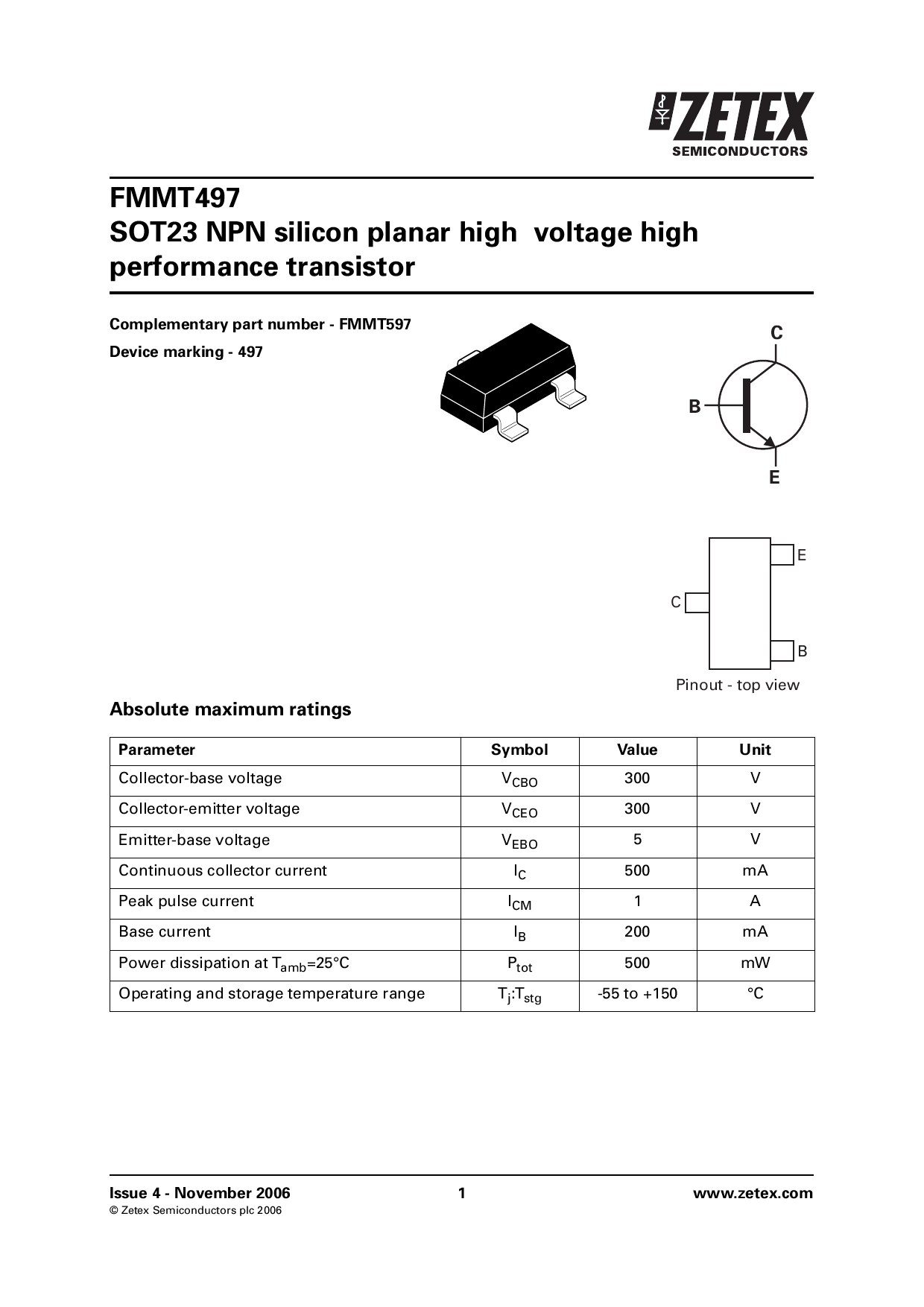FMMT497TA_（DIODES(美台)）FMMT497TA中文资料_价格_PDF手册-立创电子商城