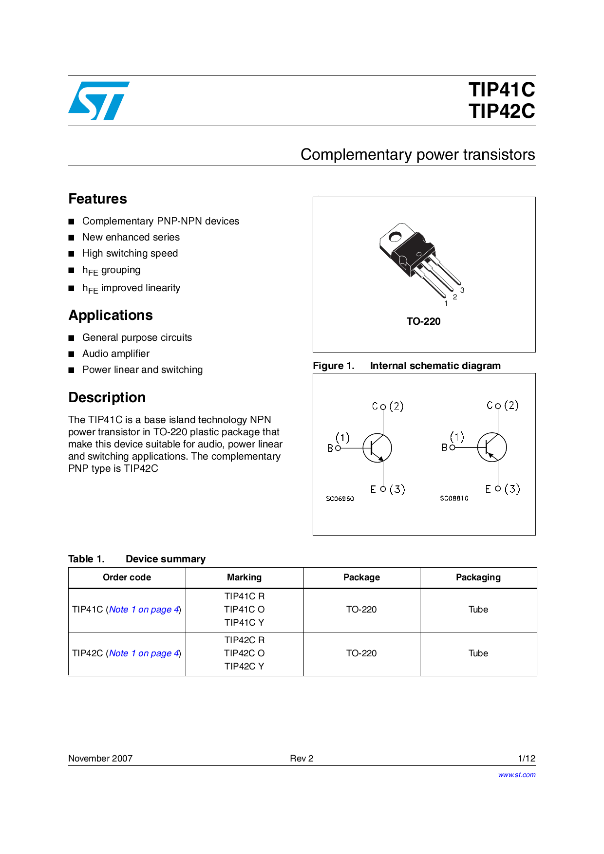 TIP41C_（ST(意法半导体)）TIP41C中文资料_价格_PDF手册-立创电子商城