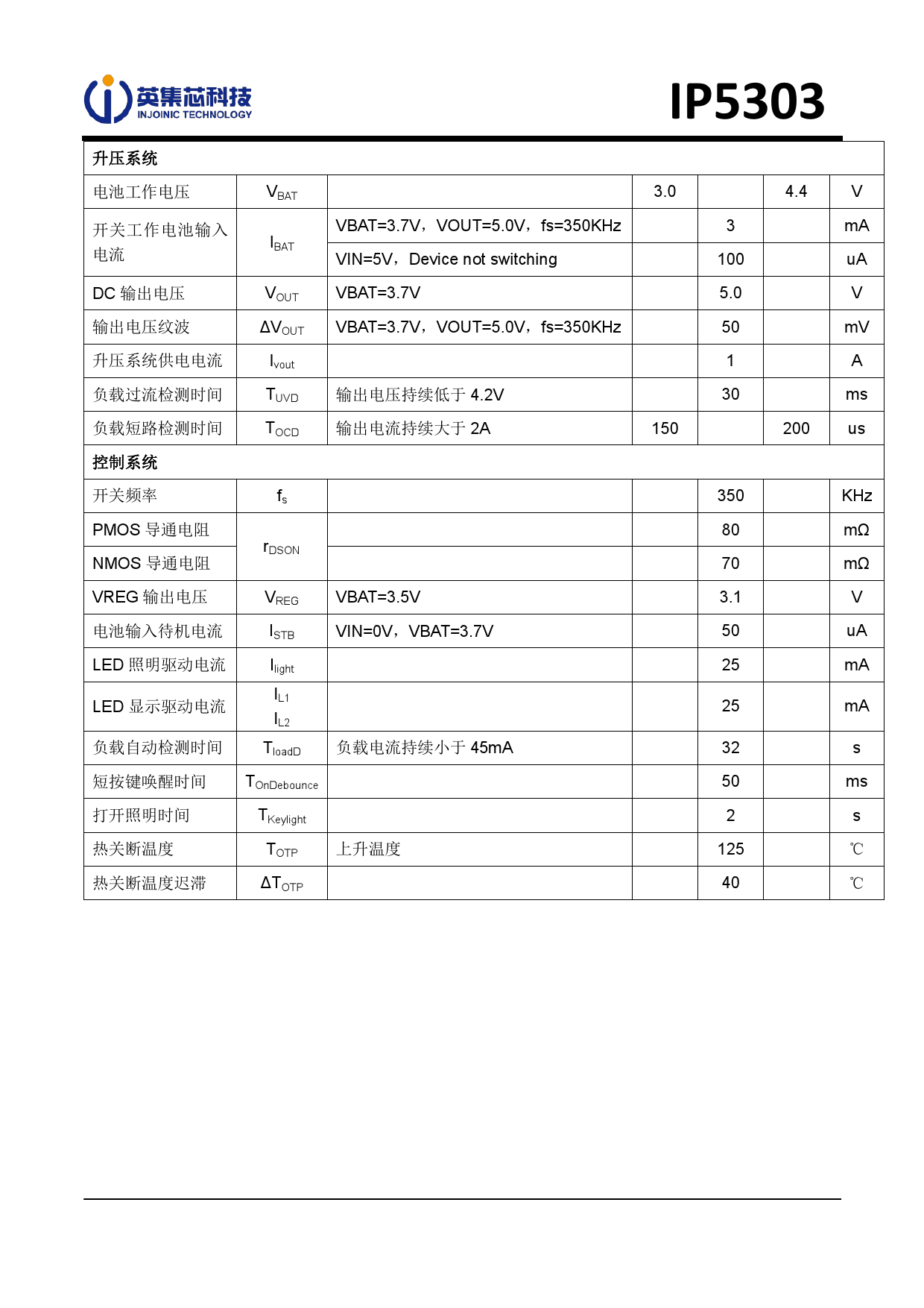 IP5303_（INJOINIC(英集芯)）IP5303中文资料_价格_PDF手册-立创电子商城