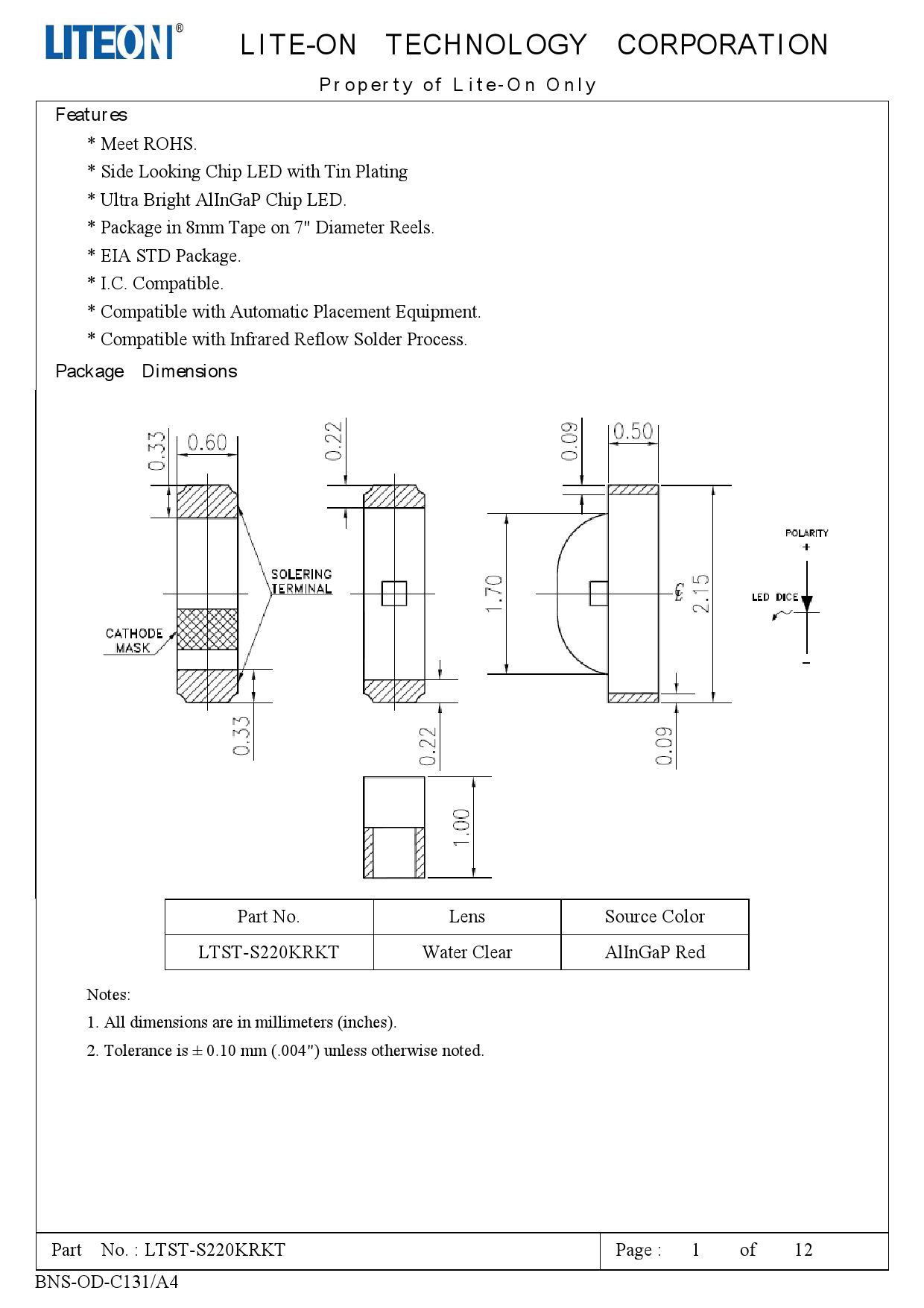 LTST-S220KRKT_（LITEON(台湾光宝)）LTST-S220KRKT中文资料_价格_PDF手册-立创电子商城