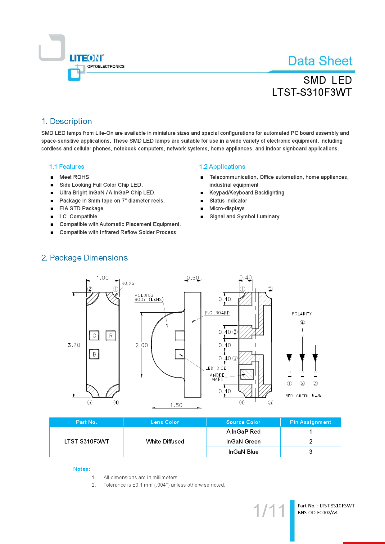 LTST-S310F3WT_（LITEON(光宝)）LTST-S310F3WT中文资料_价格_PDF手册-立创电子商城
