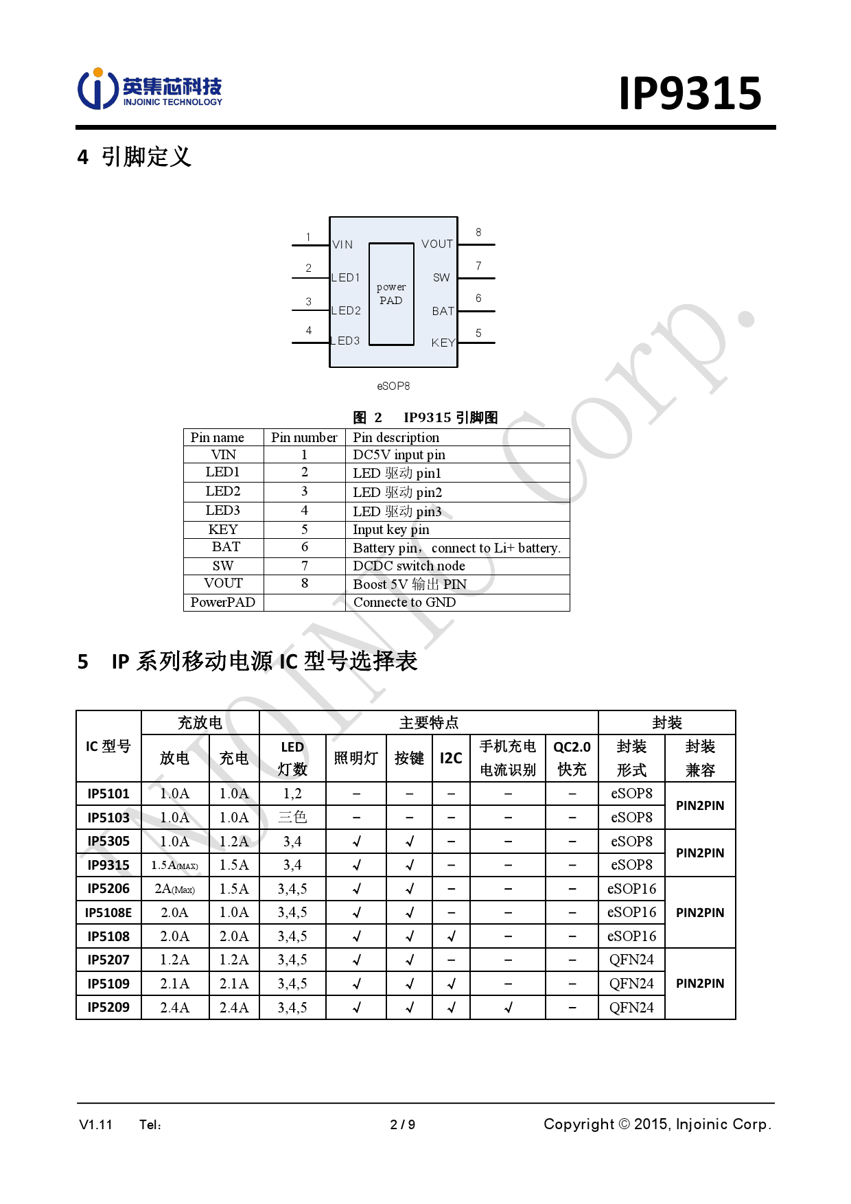 IP9315_（INJOINIC(英集芯)）IP9315中文资料_价格_PDF手册-立创电子商城