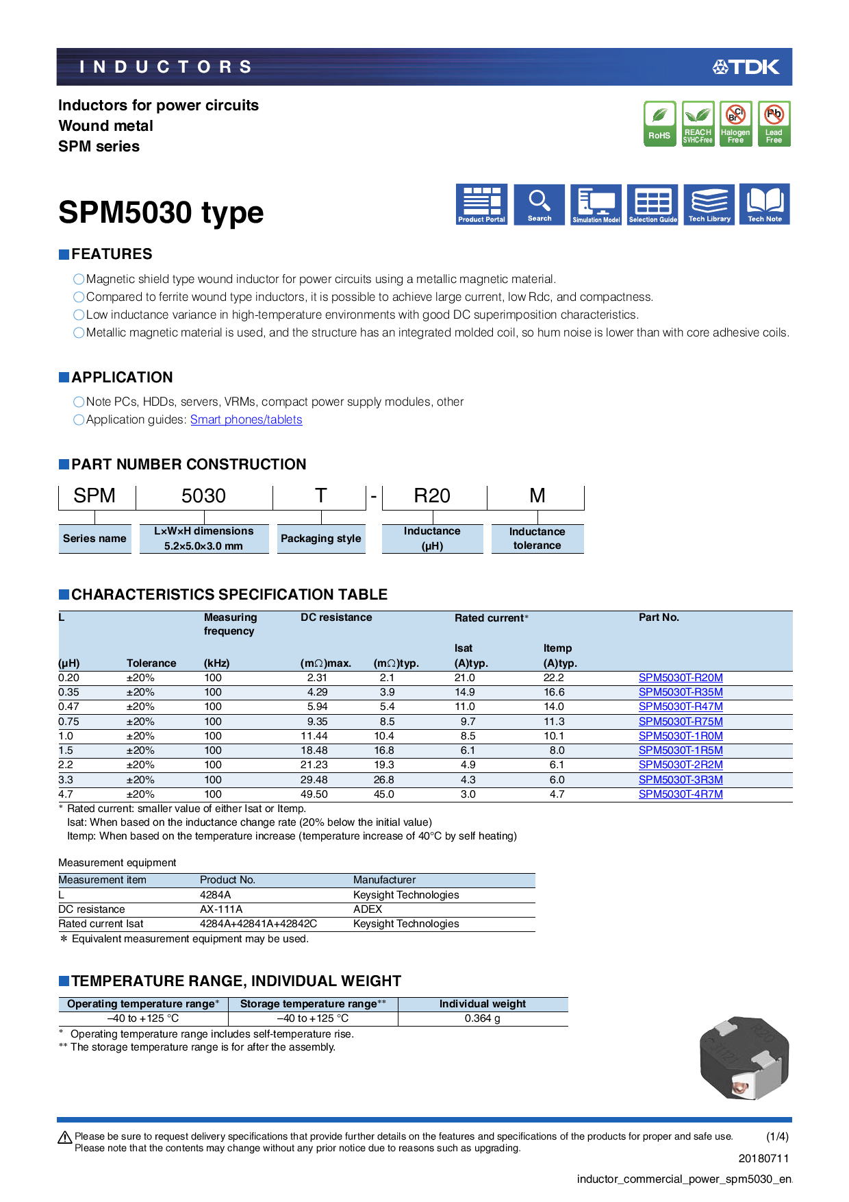 SPM5030T-R20M_（TDK）SPM5030T-R20M中文资料_价格_PDF手册-立创电子商城