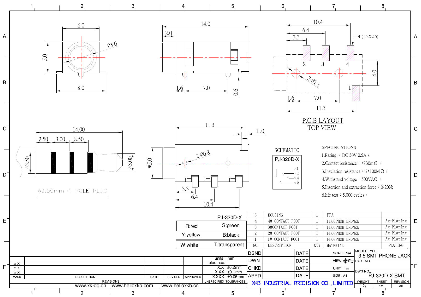PJ-320D-X_（XKB Connectivity(中国星坤)）PJ-320D-X中文资料_价格_PDF手册-立创电子商城