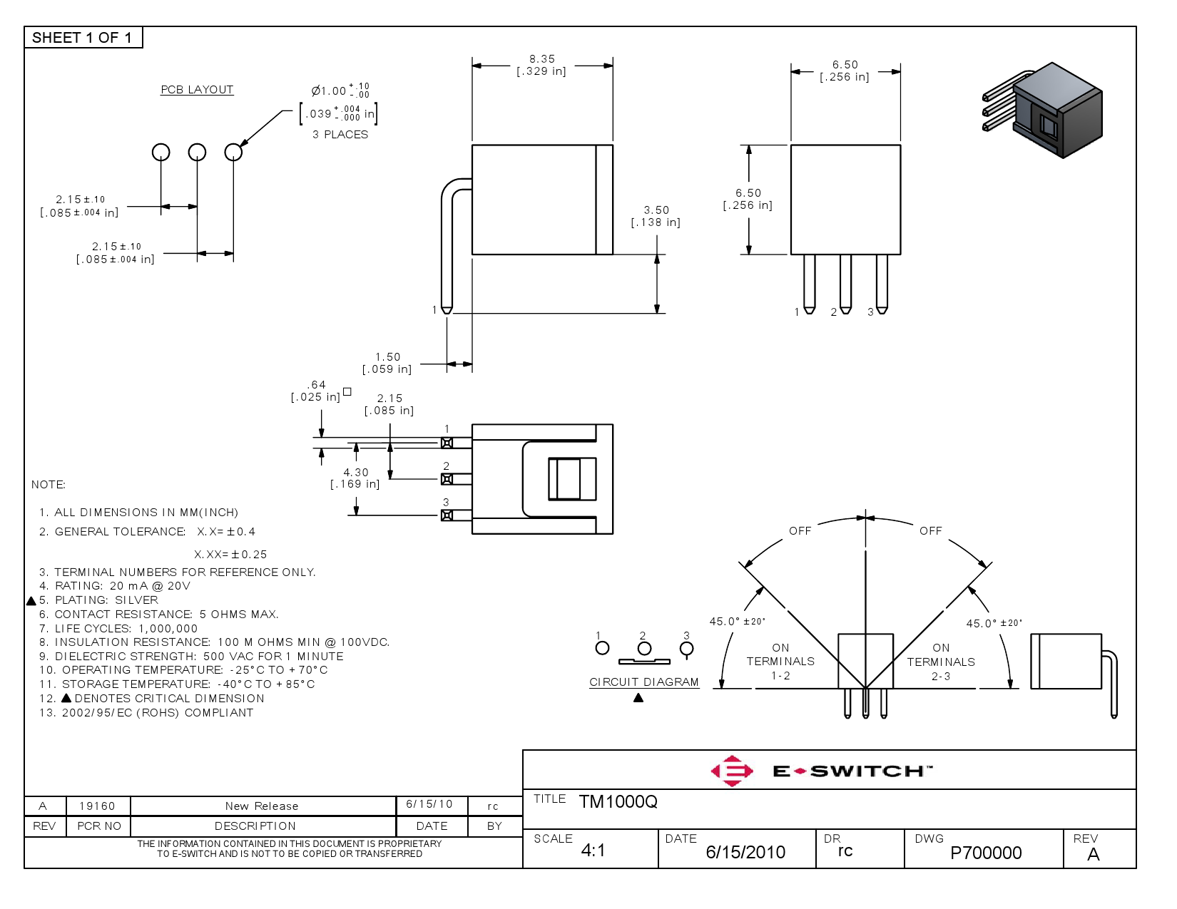 TM1000Q_（E-Switch）TM1000Q中文资料_价格_PDF手册-立创电子商城