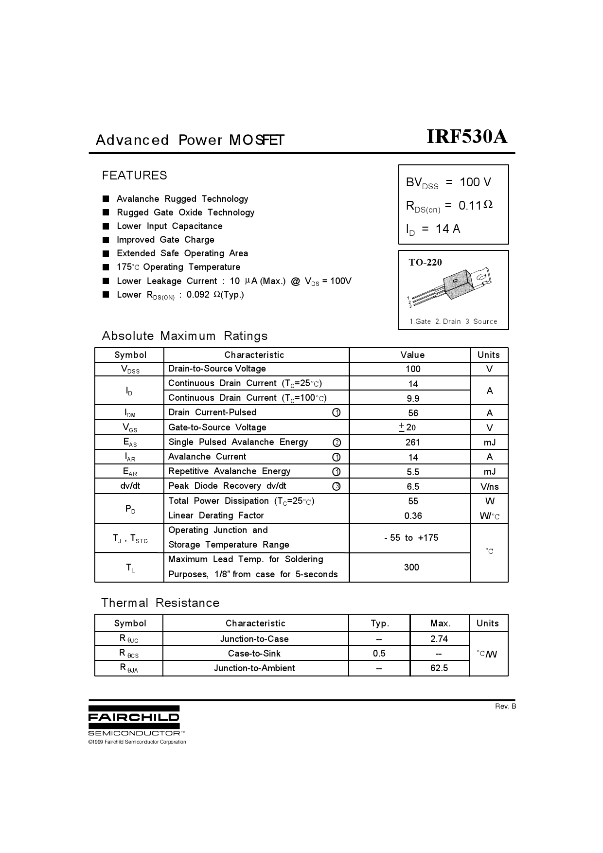 IRF530A_（onsemi(安森美)）IRF530A中文资料_价格_PDF手册-立创电子商城