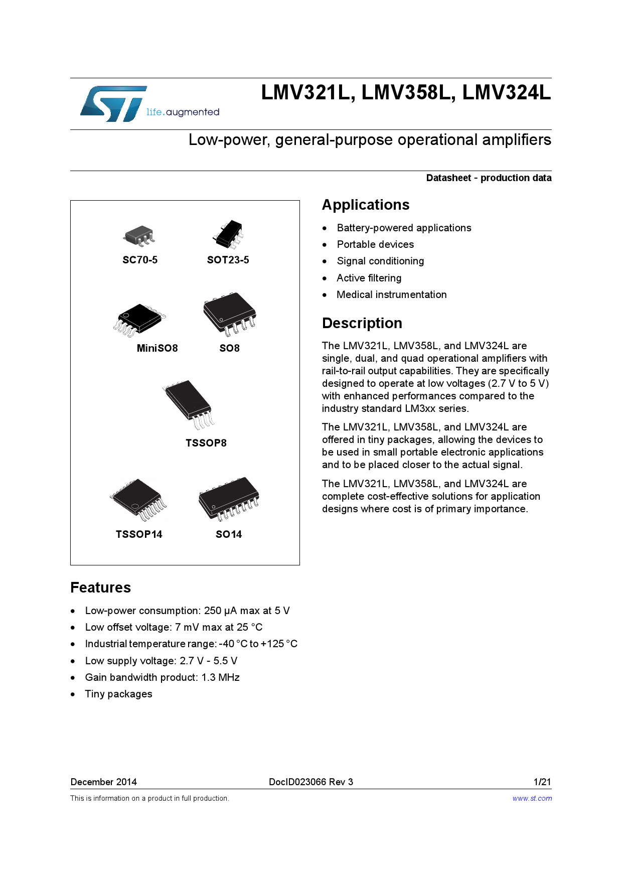 LMV358LIST_（ST(意法半导体)）LMV358LIST中文资料_价格_PDF手册-立创电子商城