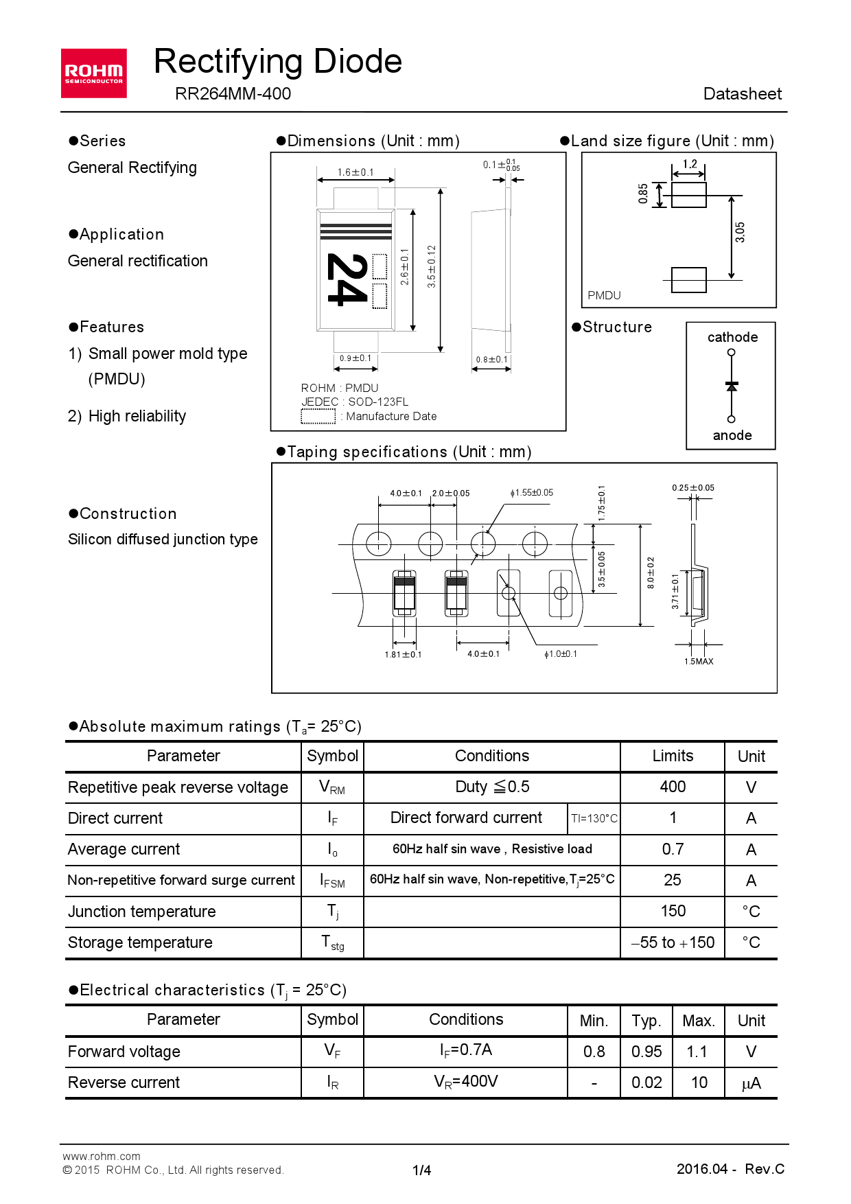 RR264MM-400TR_（ROHM(罗姆)）RR264MM-400TR中文资料_价格_PDF手册-立创电子商城
