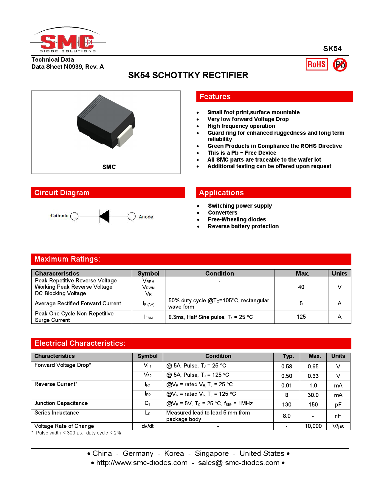 SK54_（SMC(桑德斯)）SK54中文资料_价格_PDF手册-立创电子商城