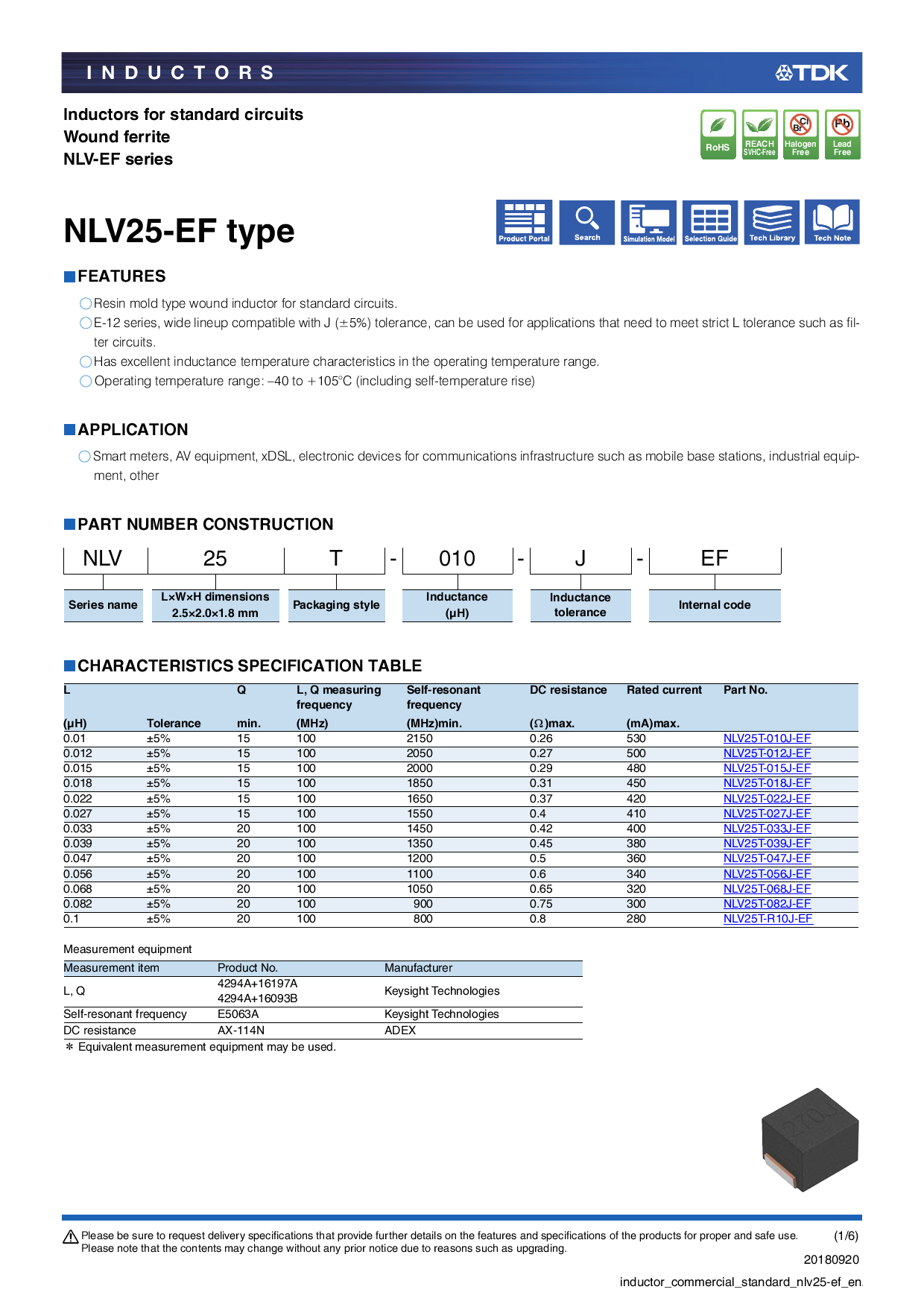 NLV25T-180J-EF_（TDK）NLV25T-180J-EF中文资料_价格_PDF手册-立创电子商城