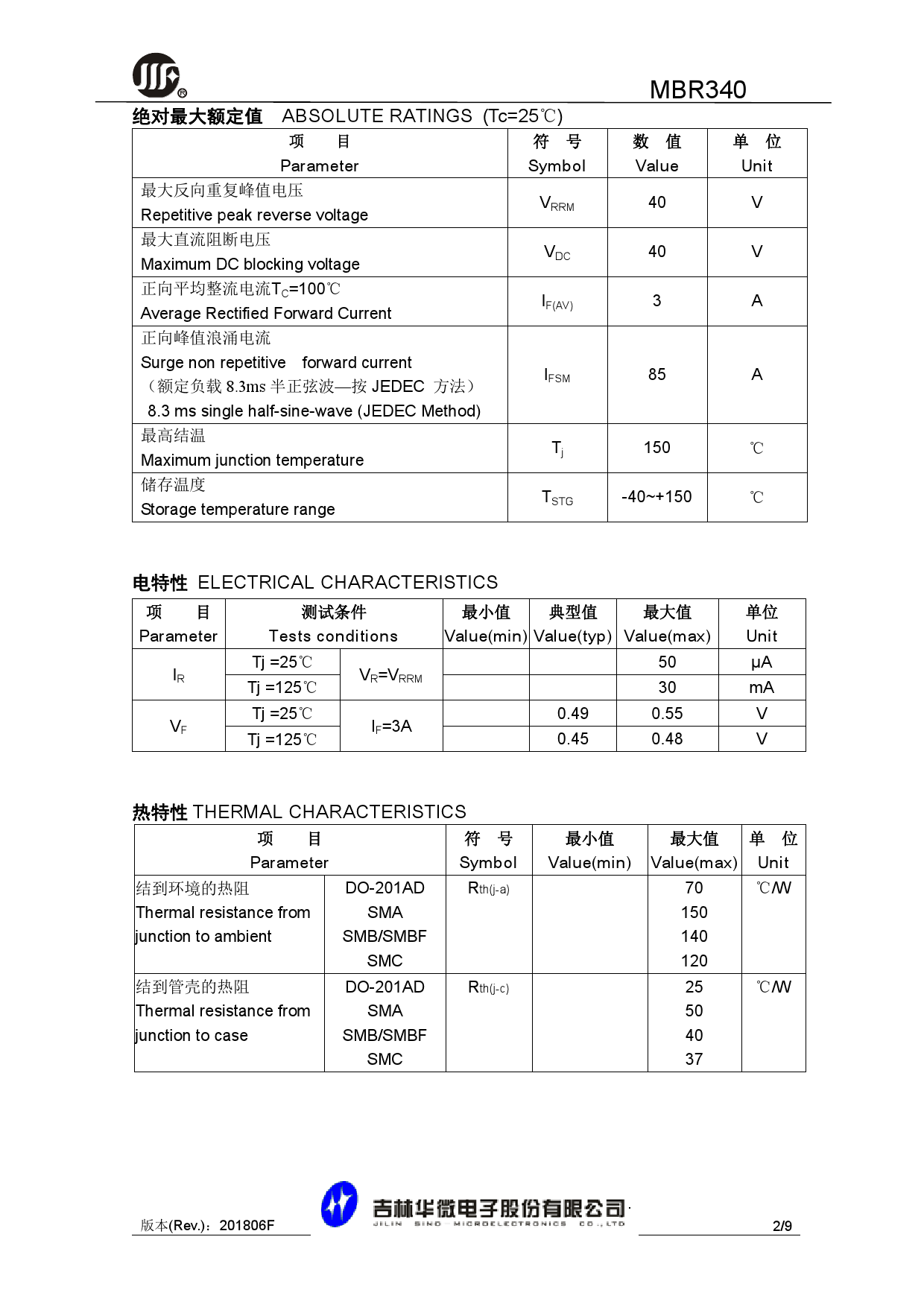 MBR340-DO-201AD_（吉林华微）MBR340-DO-201AD中文资料_价格_PDF手册-立创电子商城