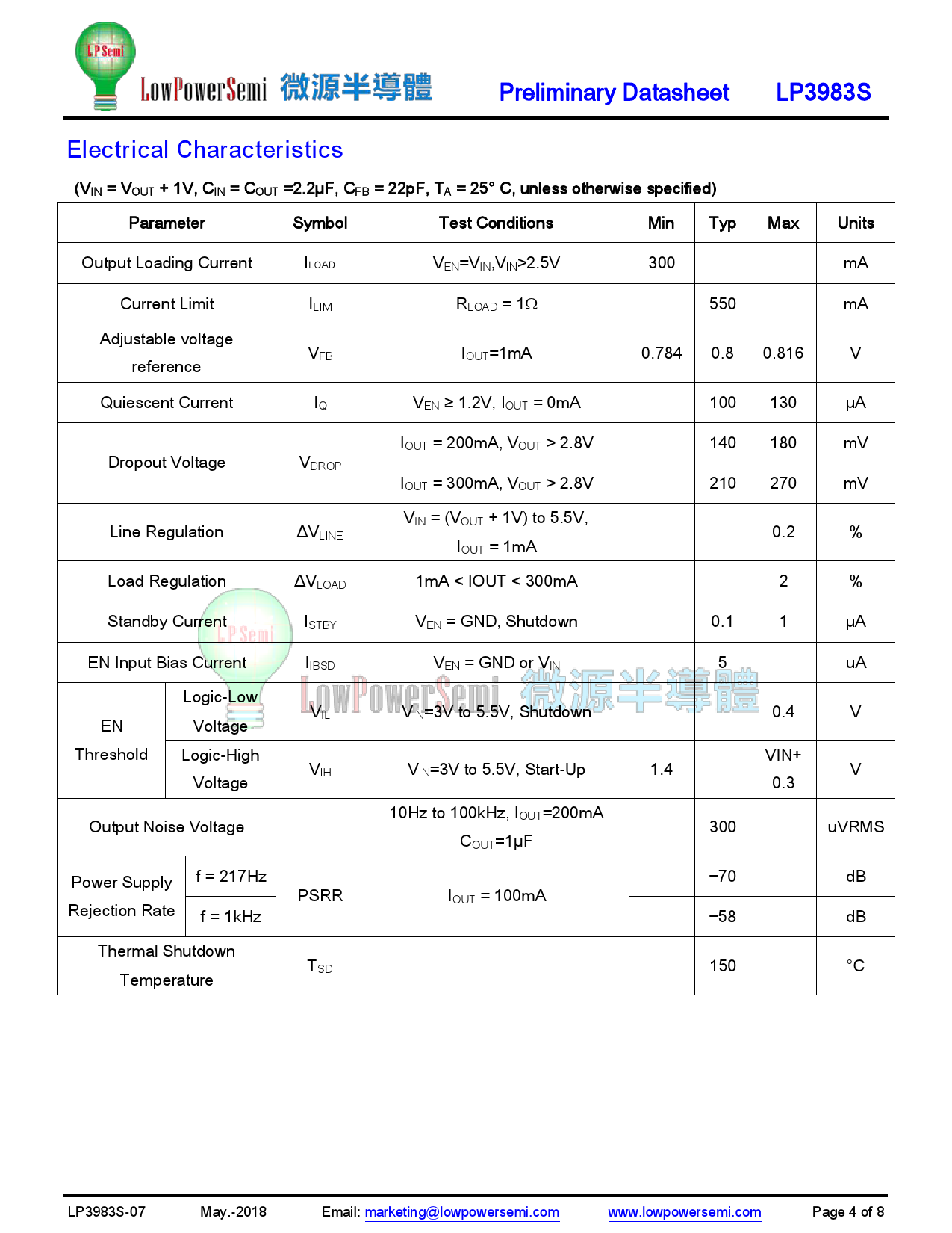 LP3983SAB5F-08_（LOWPOWER(微源半导体)）LP3983SAB5F-08中文资料_价格_PDF手册-立创电子商城