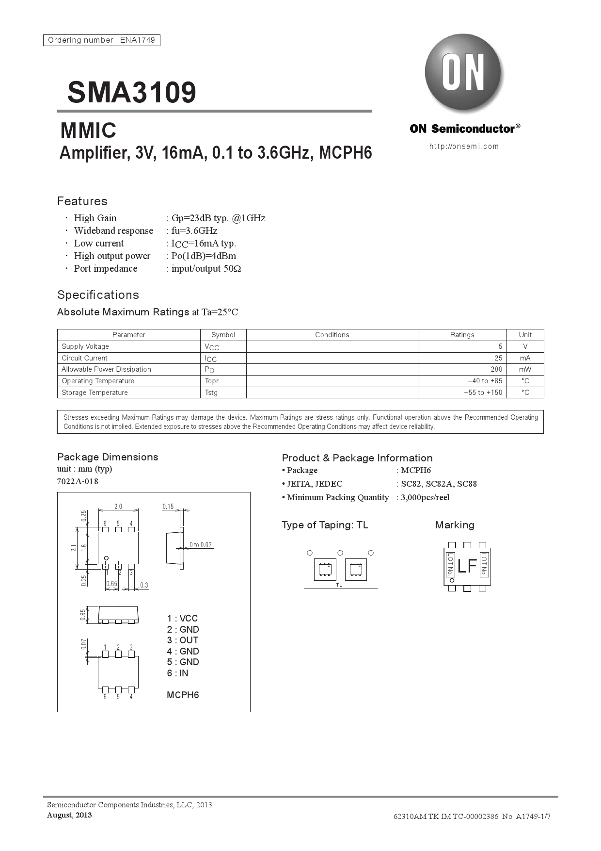 SMA3109-TL-E_（onsemi(安森美)）SMA3109-TL-E中文资料_价格_PDF手册-立创电子商城