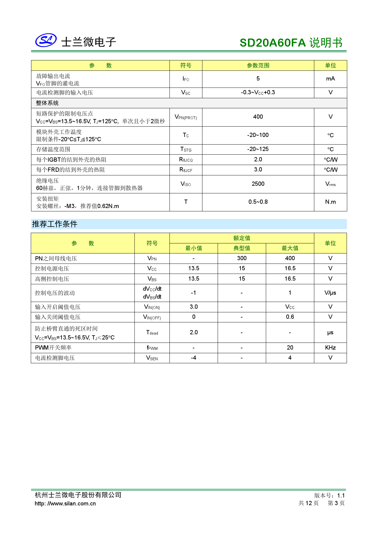 SD20A60FA_（SILAN(士兰微)）SD20A60FA中文资料_价格_PDF手册-立创电子商城