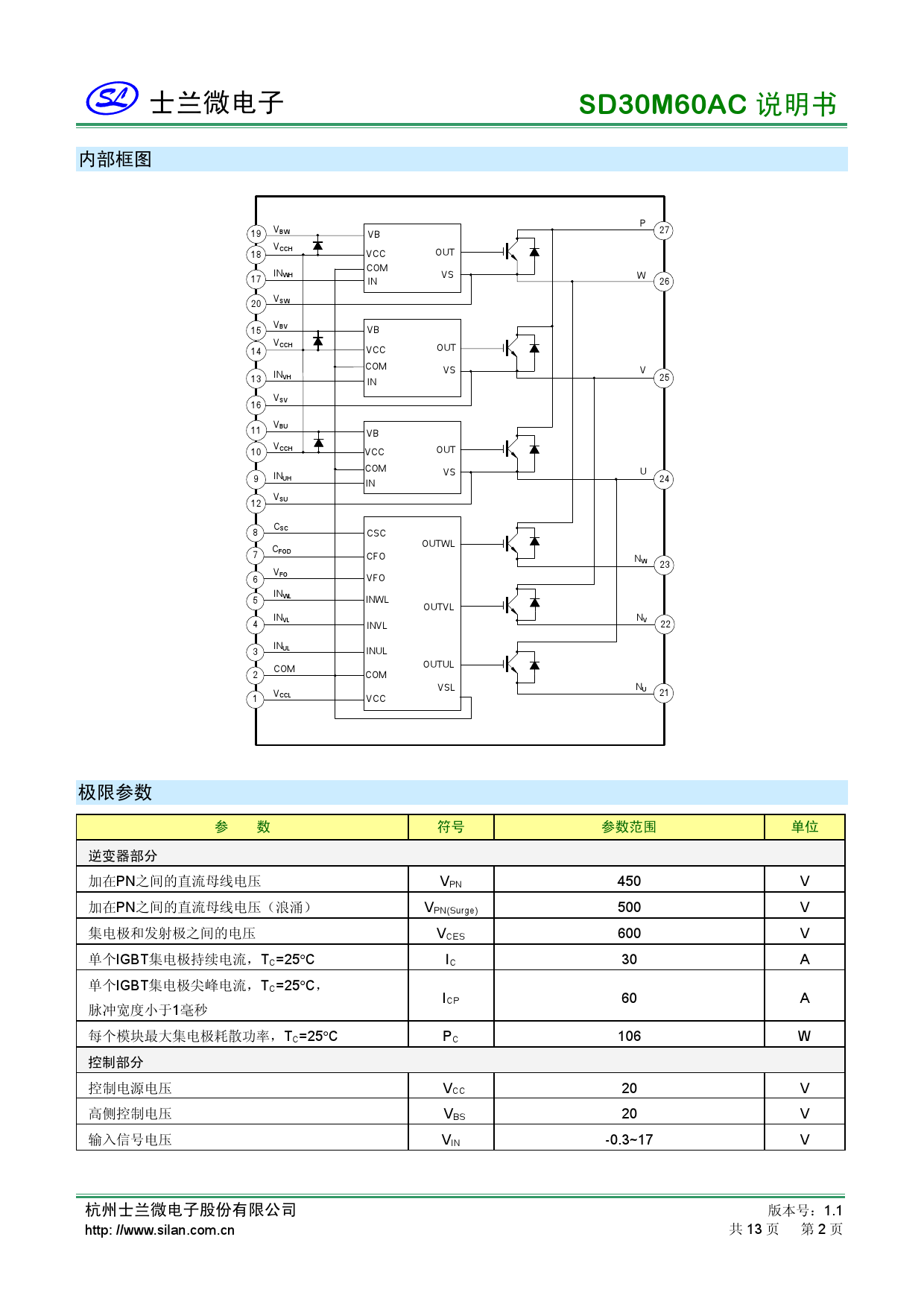 SD30M60AC_（SILAN(士兰微)）SD30M60AC中文资料_价格_PDF手册-立创电子商城