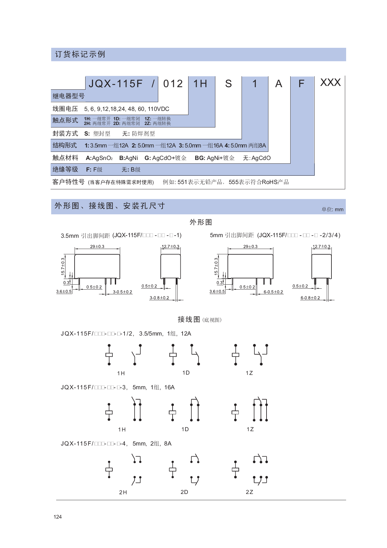 JQX-115F/024-2ZS4(551)_（HF(宏发)）JQX-115F/024-2ZS4(551)中文资料_价格_PDF手册-立创电子商城