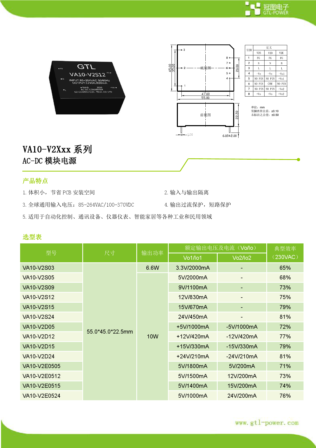 VA10-V2S12_（GTL-POWER(冠图电子)）VA10-V2S12中文资料_价格_PDF手册-立创电子商城