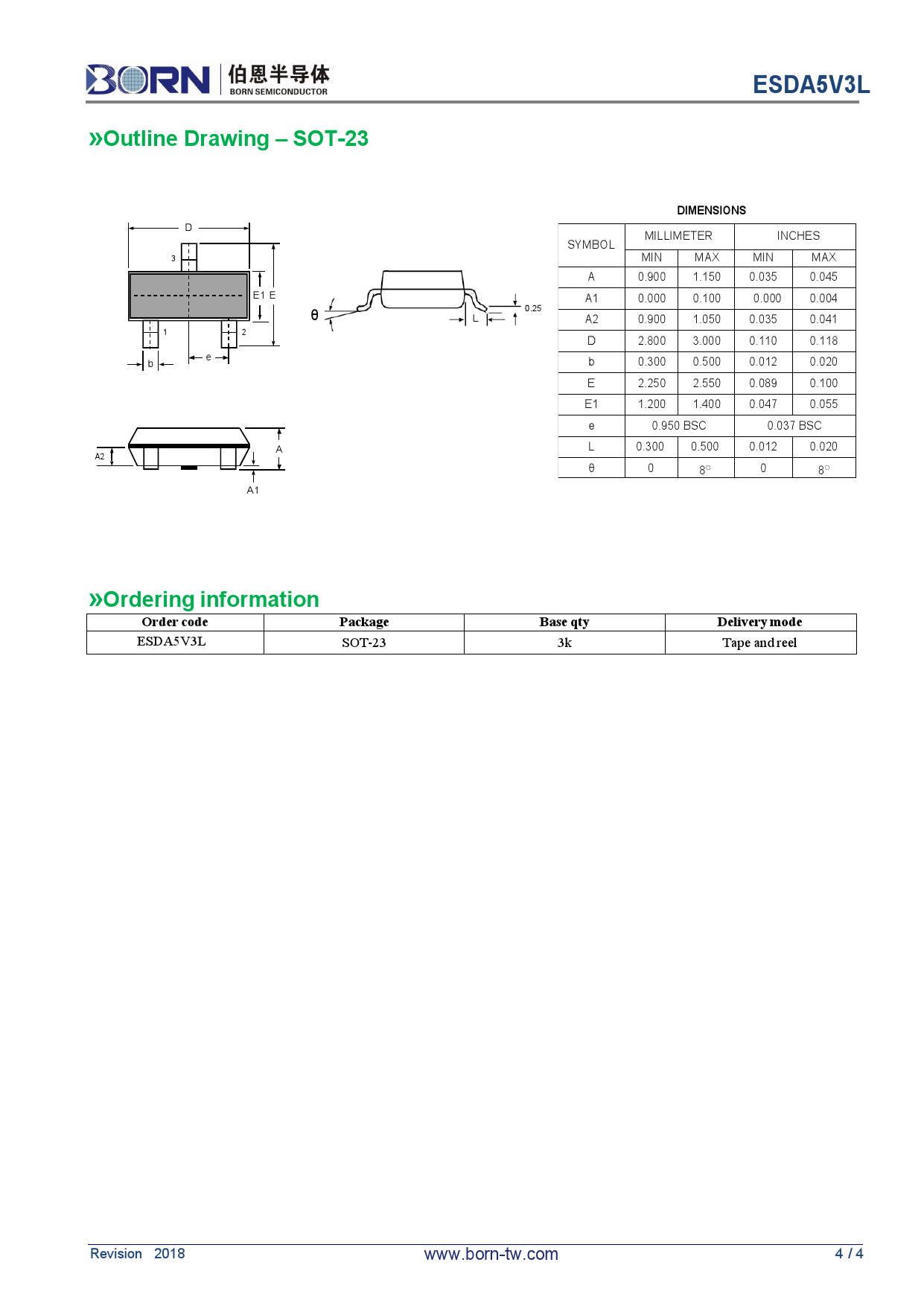 ESDA5V3L_（BORN伯恩半导体）ESDA5V3L中文资料_价格_PDF手册-立创电子商城