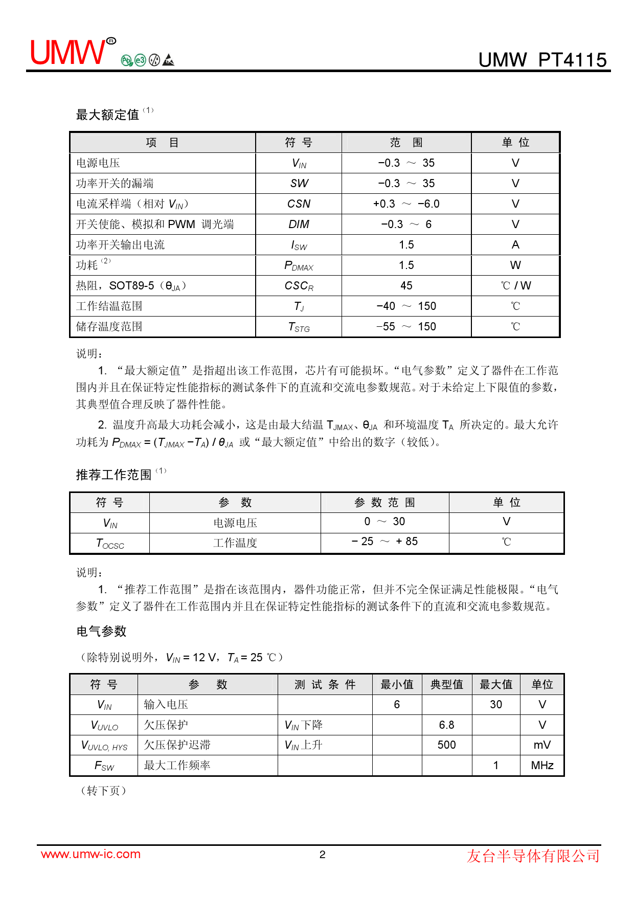 PT4115_（UMW(友台半导体)）PT4115中文资料_价格_PDF手册-立创电子商城
