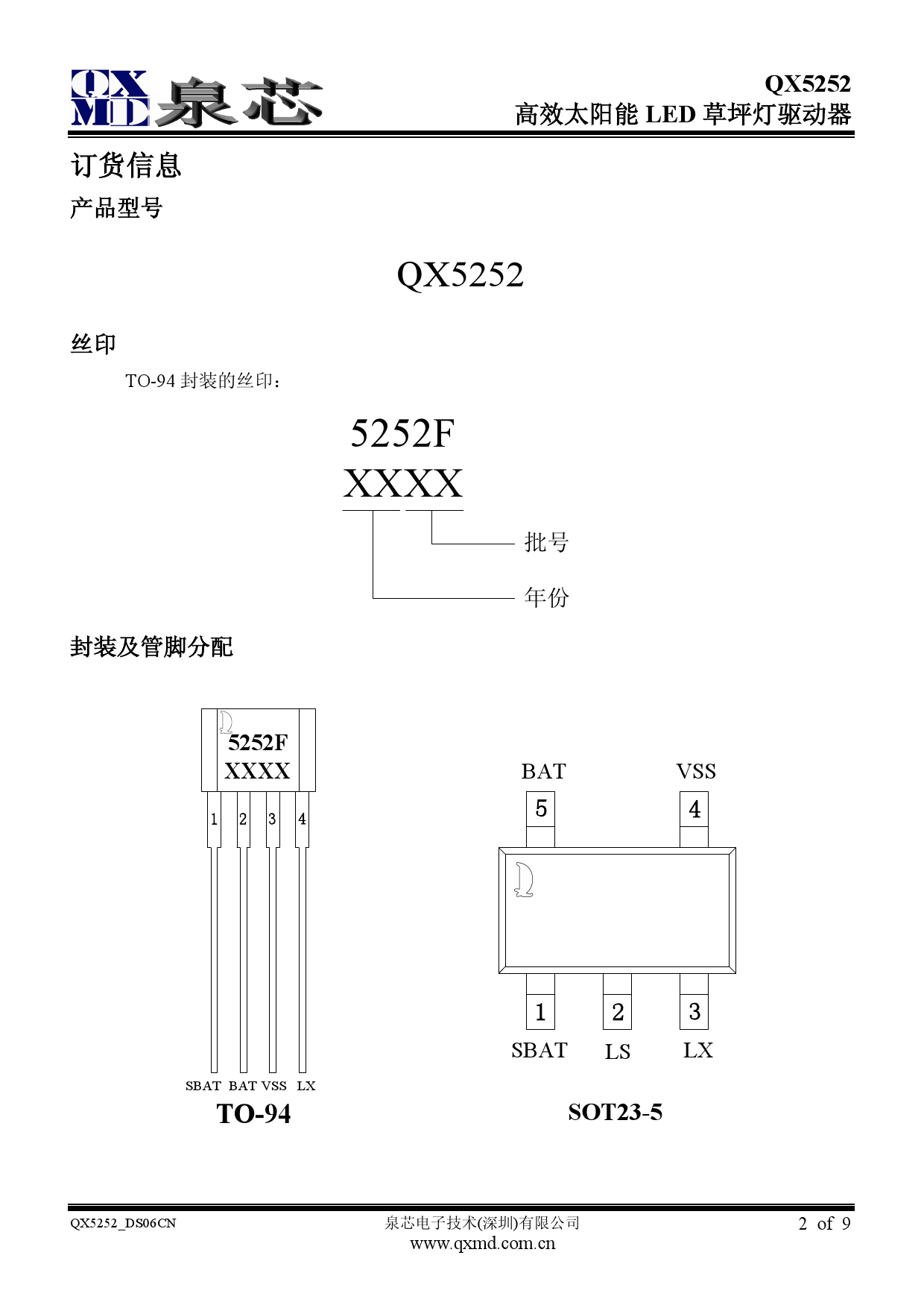 QX5252F_（泉芯）QX5252F中文资料_价格_PDF手册-立创电子商城