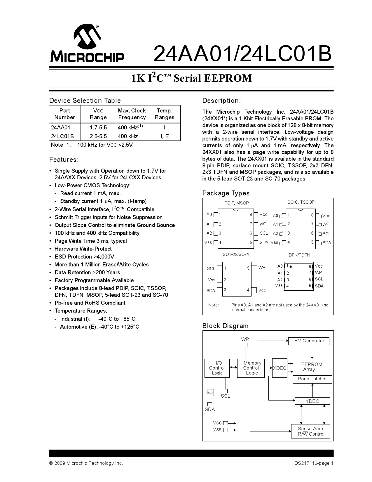 24LC01B-I/MS_（MICROCHIP(美国微芯)）24LC01B-I/MS中文资料_价格_PDF手册-立创电子商城