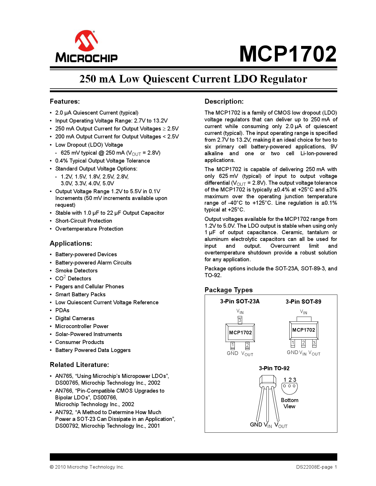 MCP1702-2502E/TO_（MICROCHIP(美国微芯)）MCP1702-2502E/TO中文资料_价格_PDF手册-立创电子商城