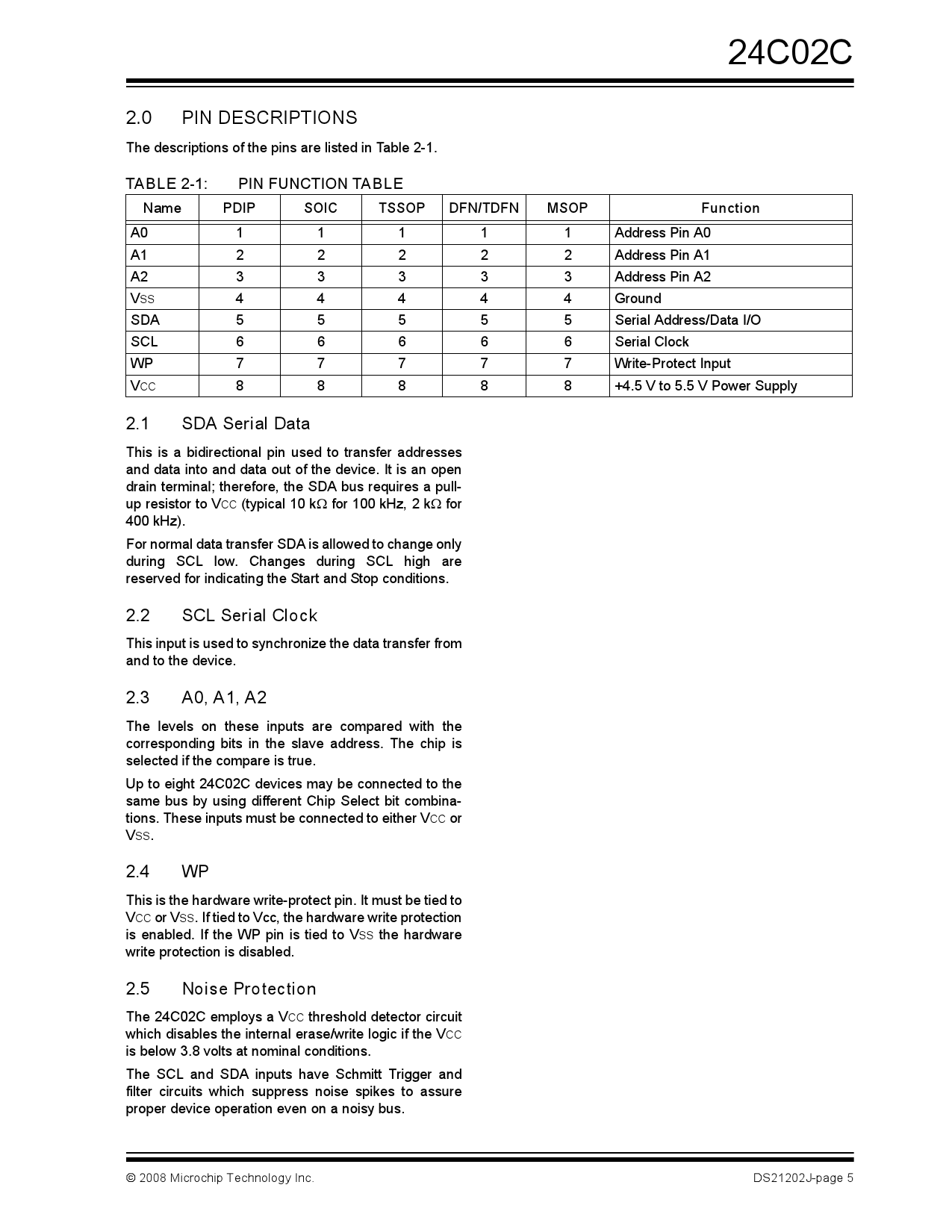 24C02C-I/SN_（MICROCHIP(美国微芯)）24C02C-I/SN中文资料_价格_PDF手册-立创电子商城